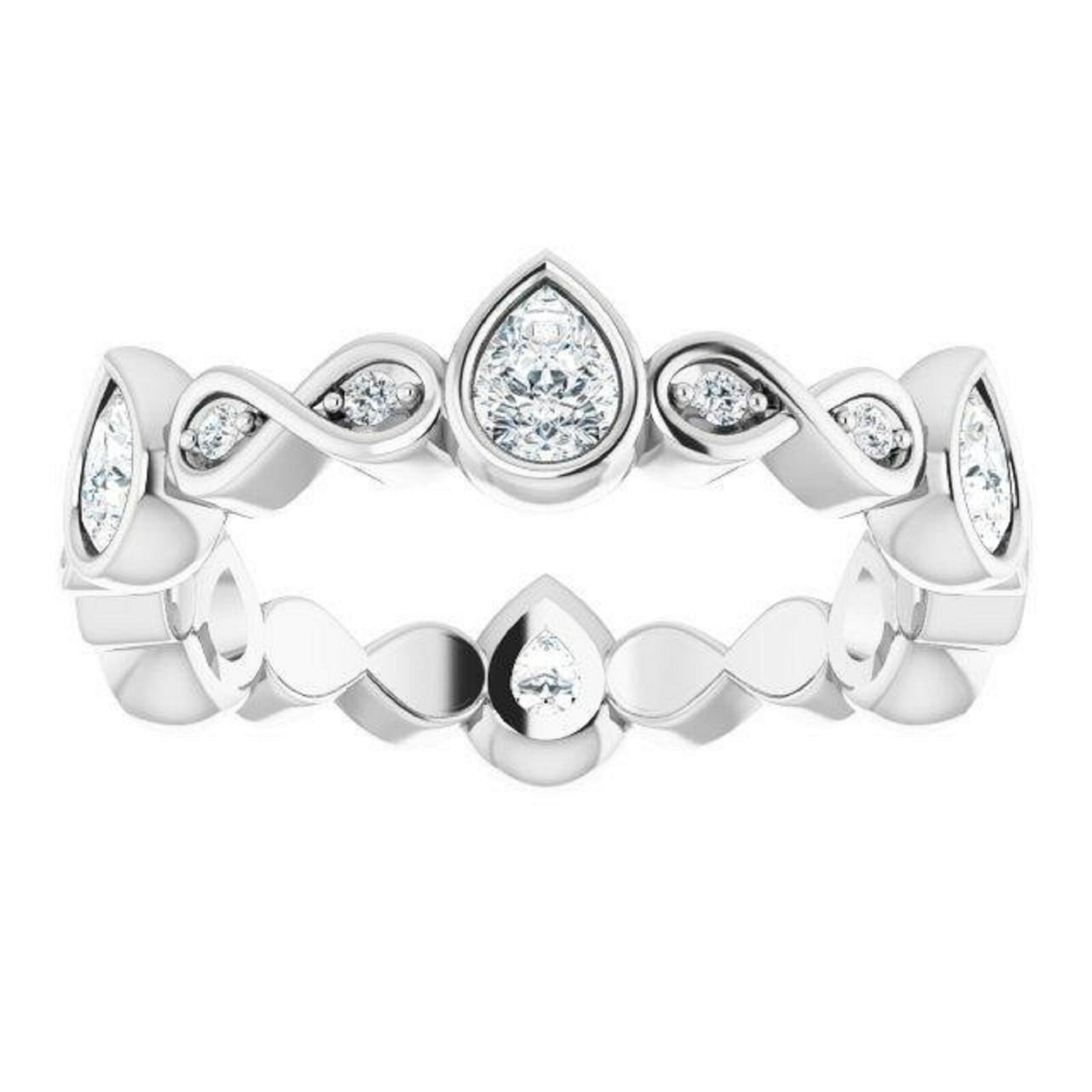 Bezel Set Pear Diamond Band, Infinity Promise Band, Full Eternity ...