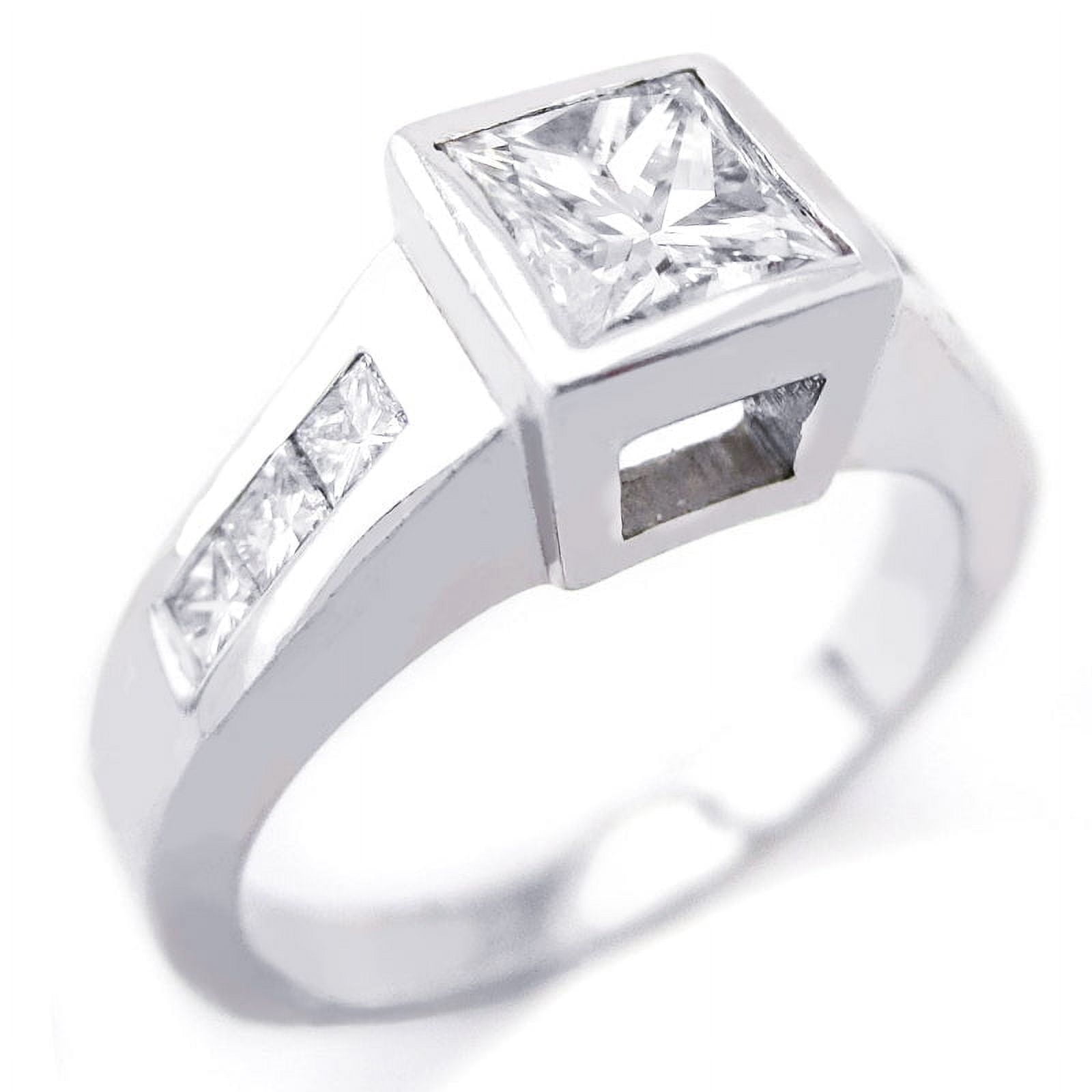 Bezel Set Princess Cut Diamond Engagement Ring With Channel Set ...