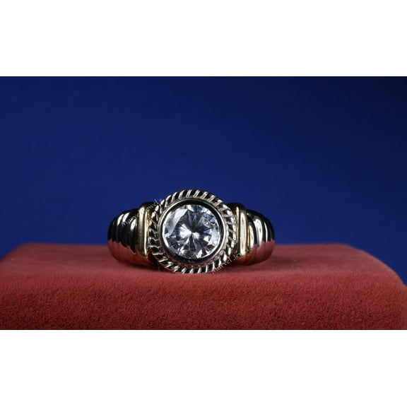 Bezel Set Diamond Wedding Anniversary Ring, Three Stone Engagement Ring ...