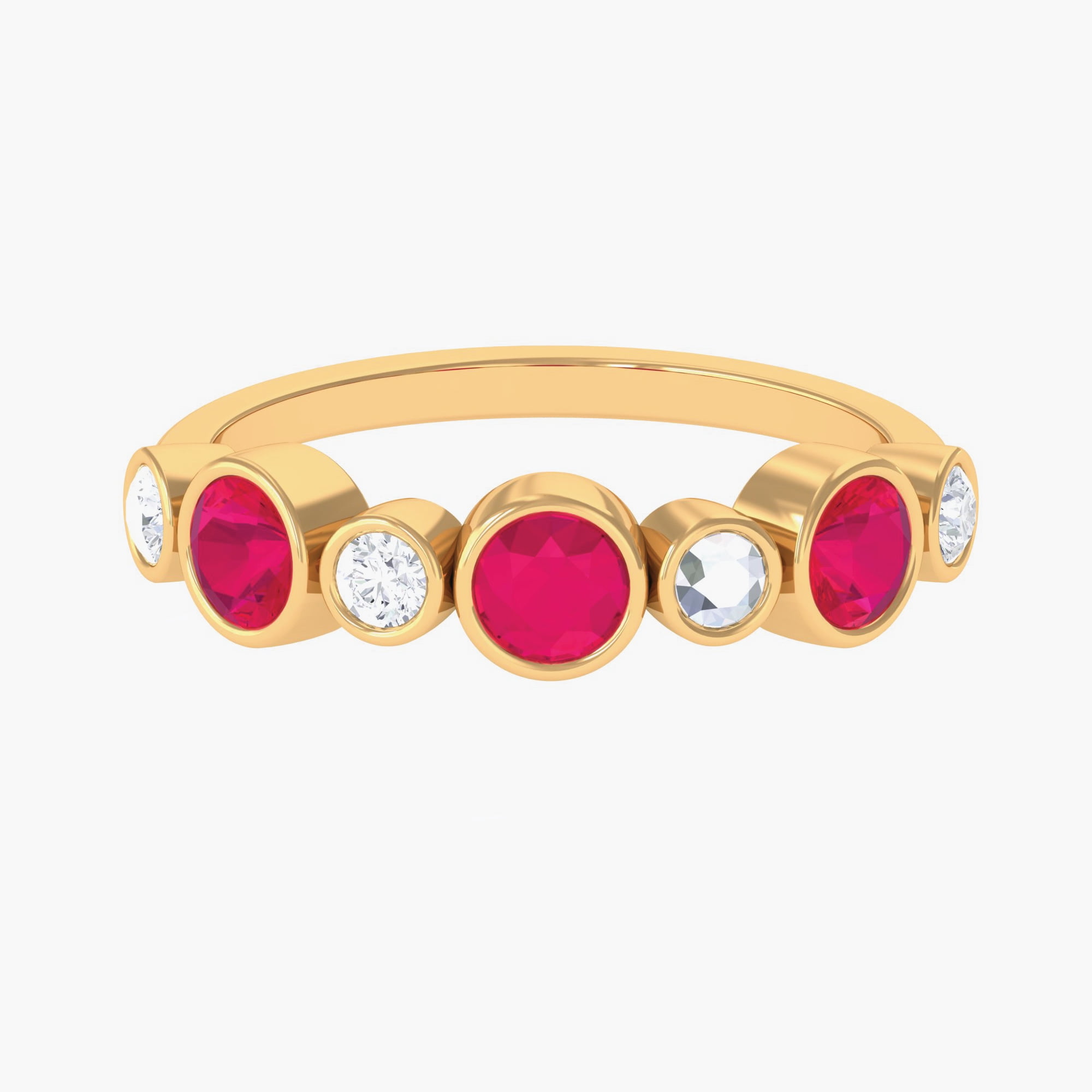 Bezel Set Ruby and Diamond Eternity Ring (July Birthstone, AAA Quality ...