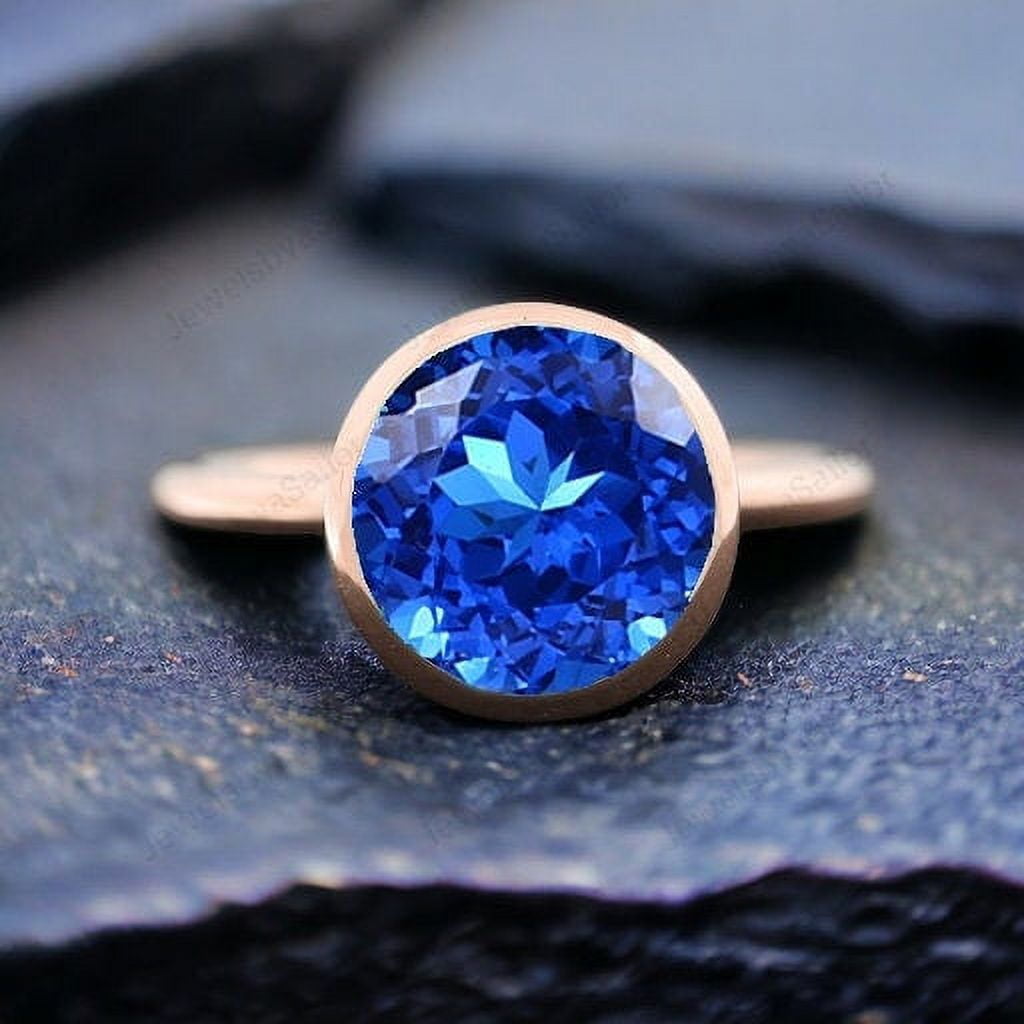 Bezel Set Solitaire Sapphire Ring Blue Gemstone Women Ring Antique ...