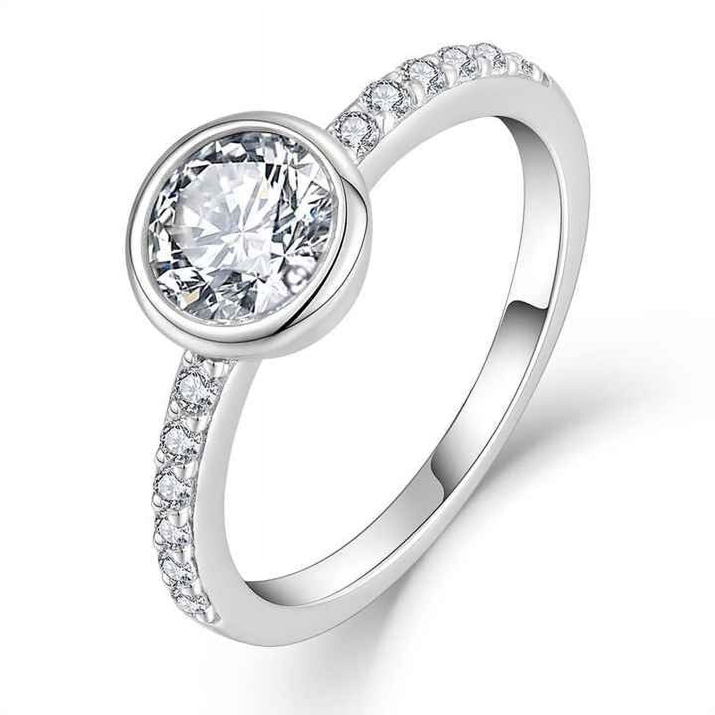 Bezel Set Women's Engagement Ring 1.9 Ct Round Brilliant Cut Diamond ...