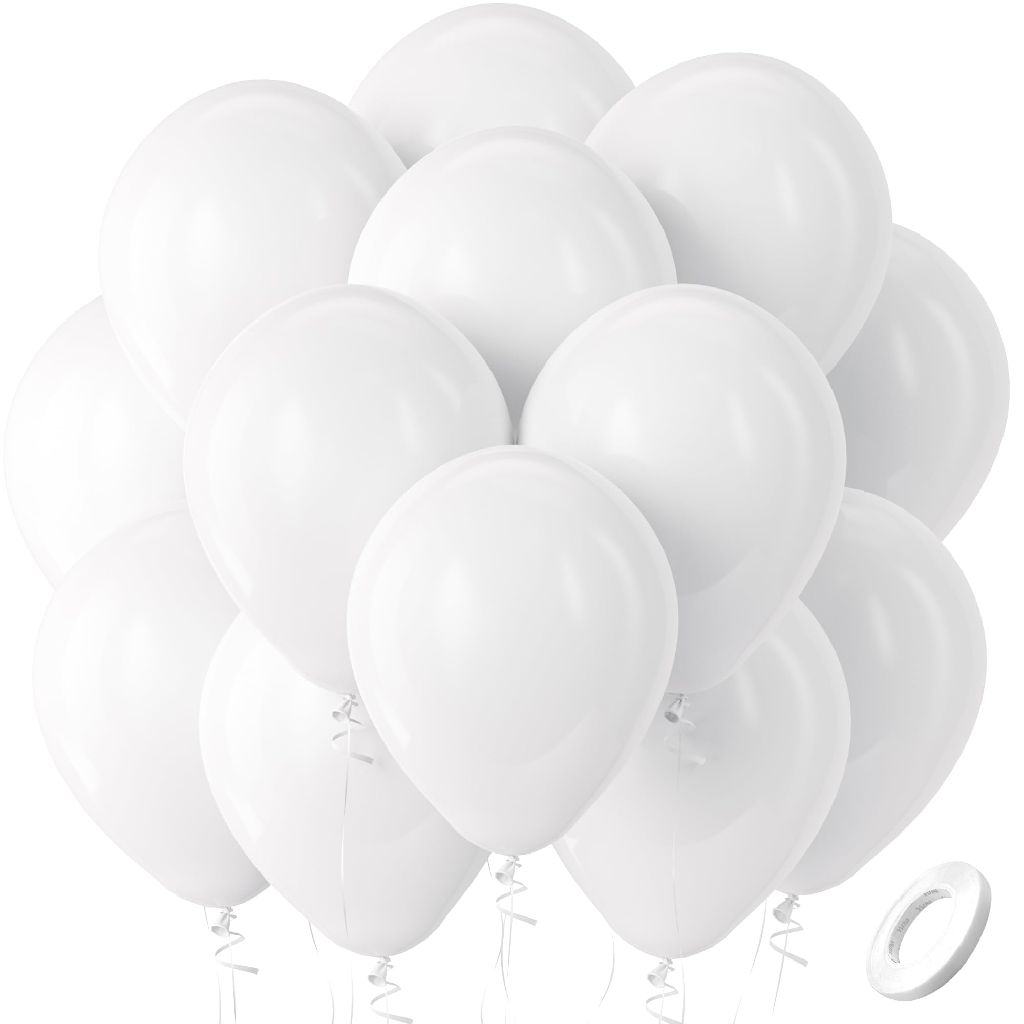 Bezente White Balloons Latex SSF20 Party Balloons, 100 Pack 12 inch ...