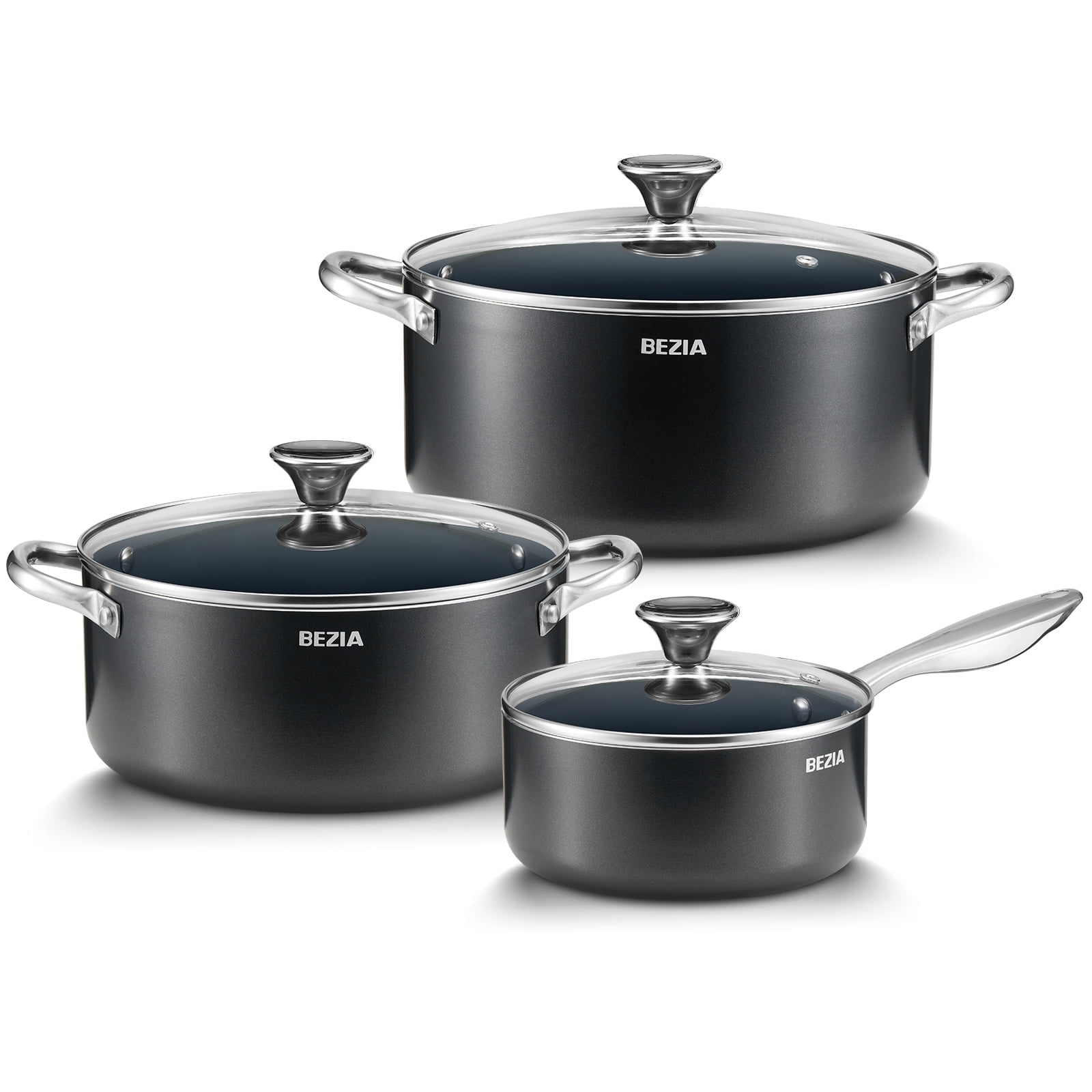 Bezia 6-Piece Induction Compatible Aluminum Cookware Set, Nonstick ...