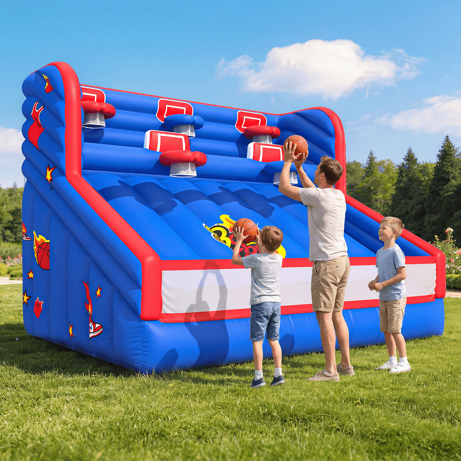 Bezliving 13x10x10FT Inflatable Basketball Shooting Game, Easy Setup w ...