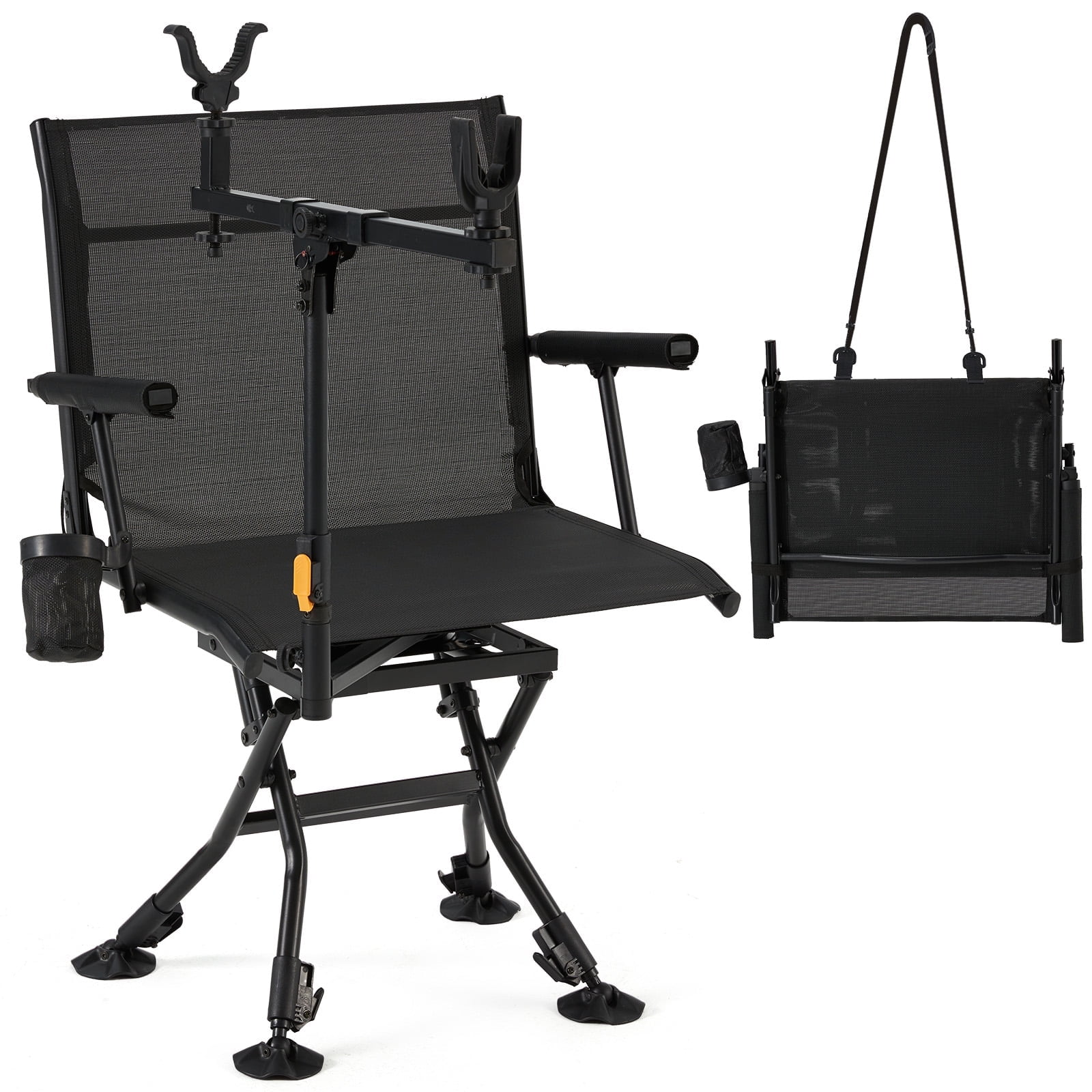 Bezliving 360° Swivel Hunting Blind Chair with Gun Rest, Adjustable ...