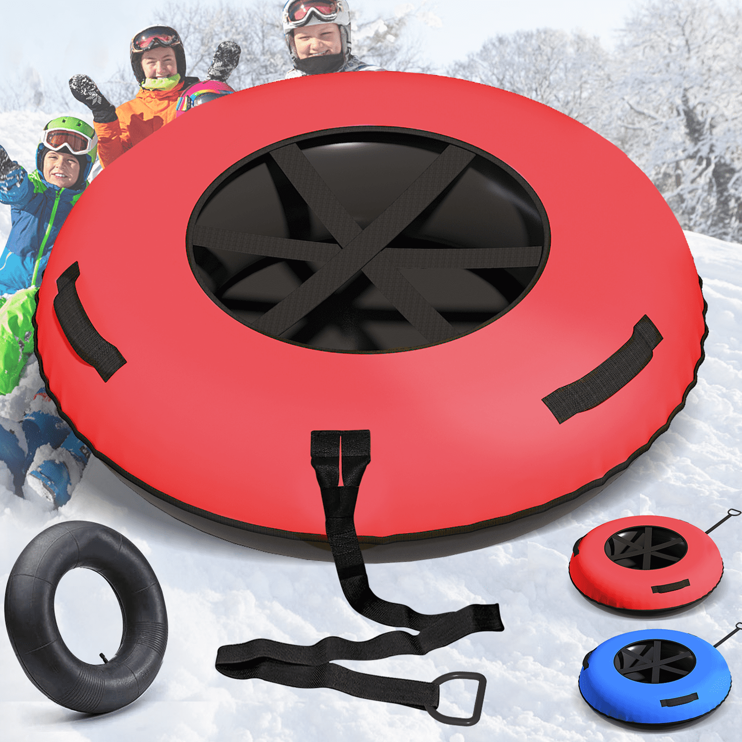 Bezliving 44 in Heavy-Duty Snow Tube & River Tube - Towable Snow Tube ...