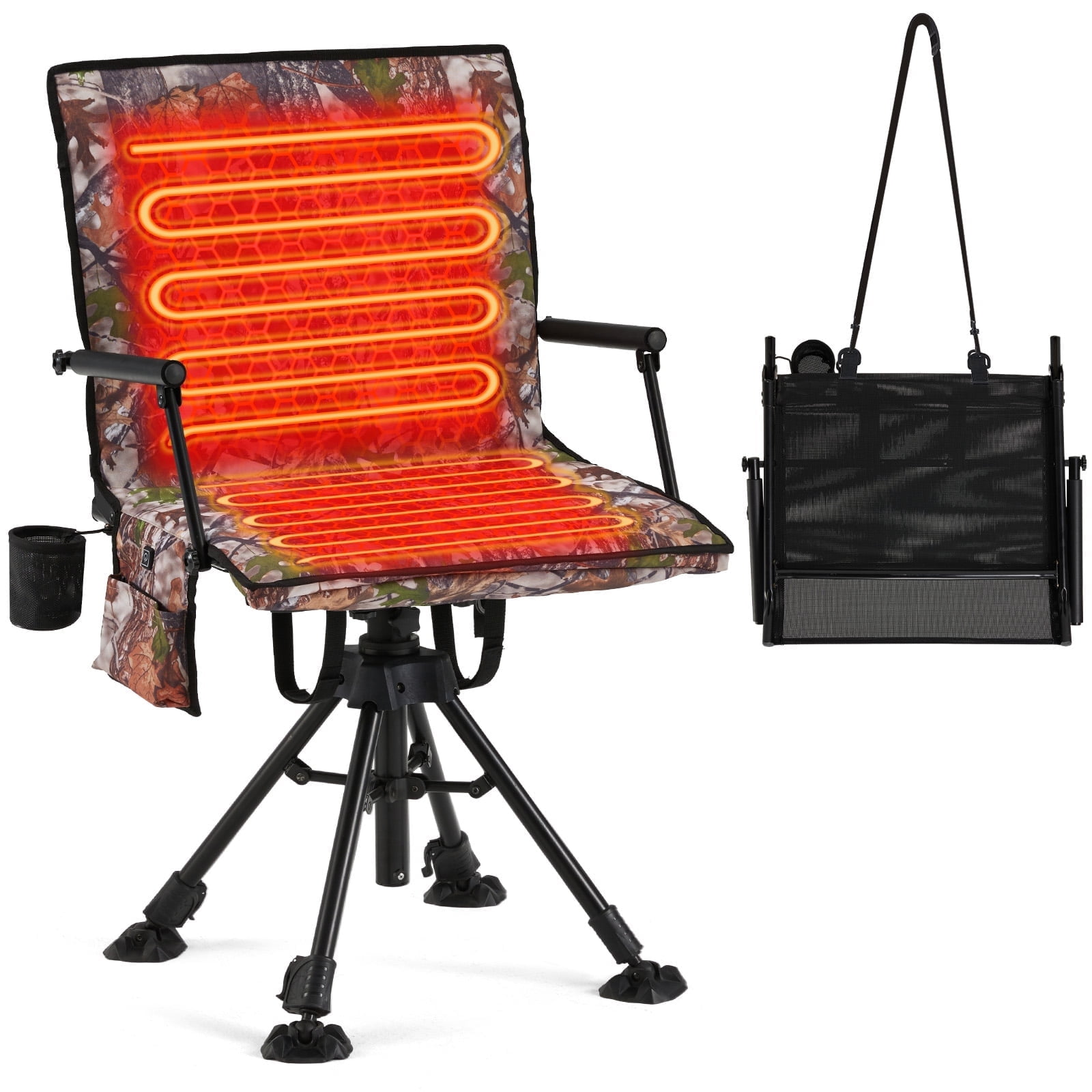 Bezliving Heated 360° Swivel Hunting Blind Chair, Integrated Warm Seat ...