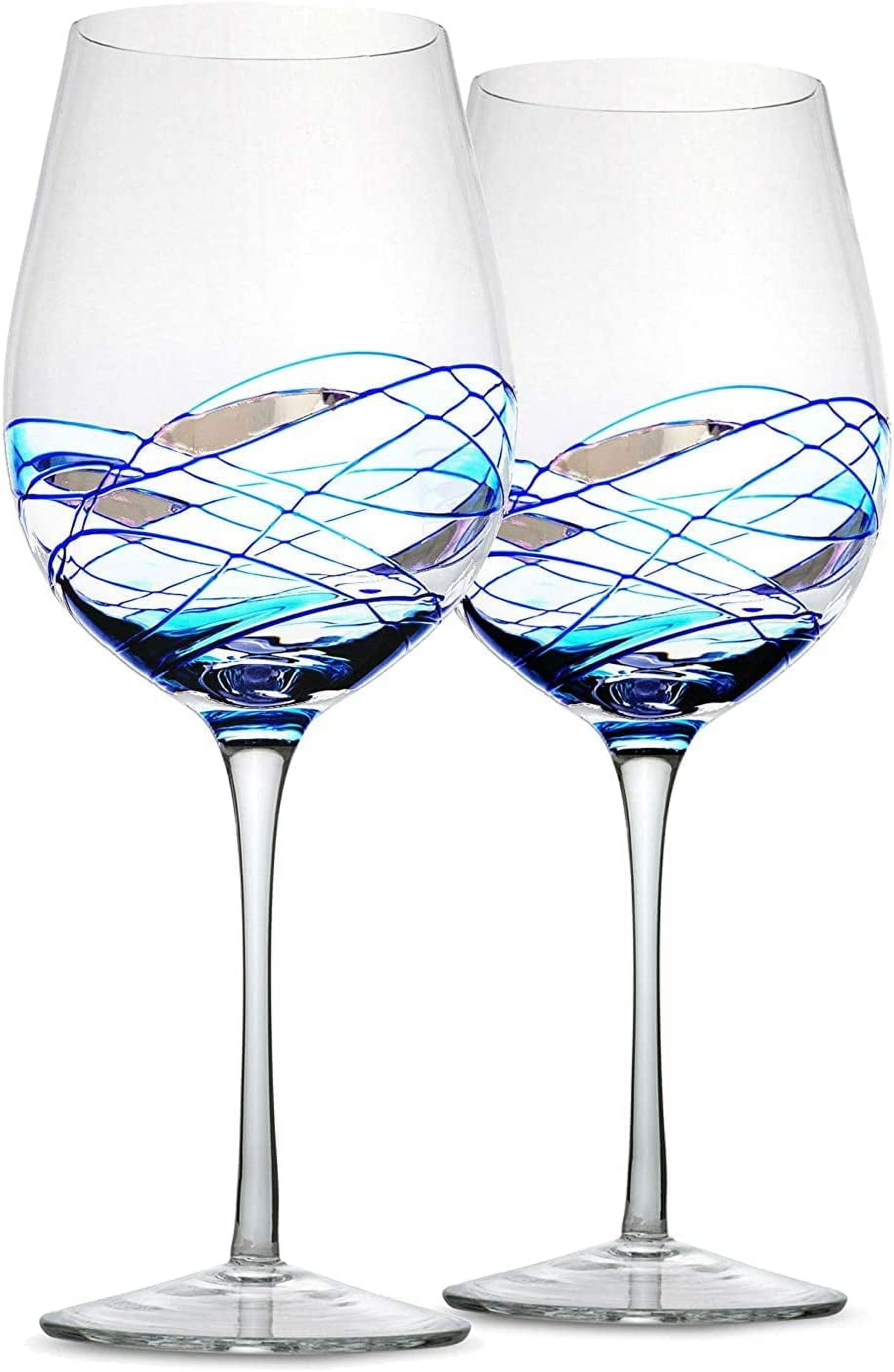Bezrat Wine Glasses Hand Painted - Set of 2 - Women Wine Gift - Wine ...