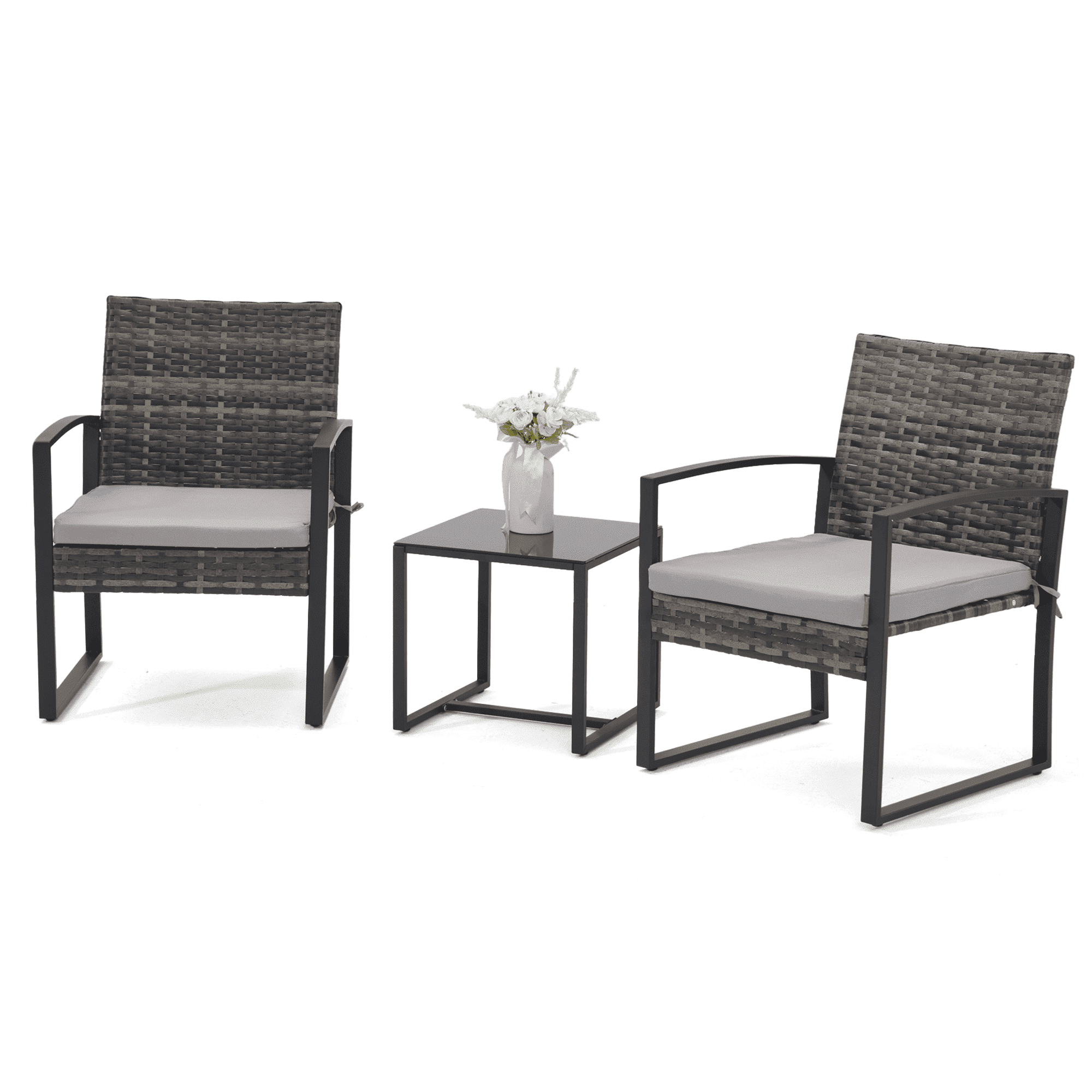 Bezseller 3-Piece Patio Bistro Set, Outdoor Rattan Furniture Set with ...