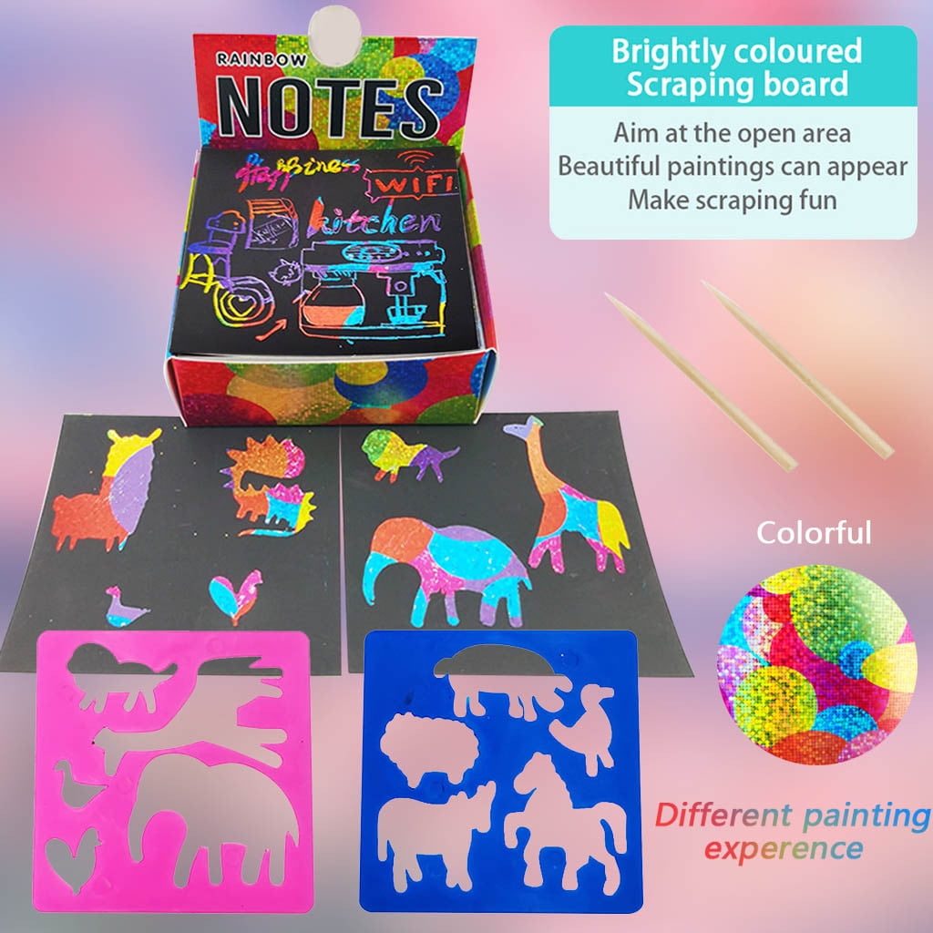 Bfantian Scratch Notes Set Scratch Doodle Art With 100 Rainbow Paper,2 ...