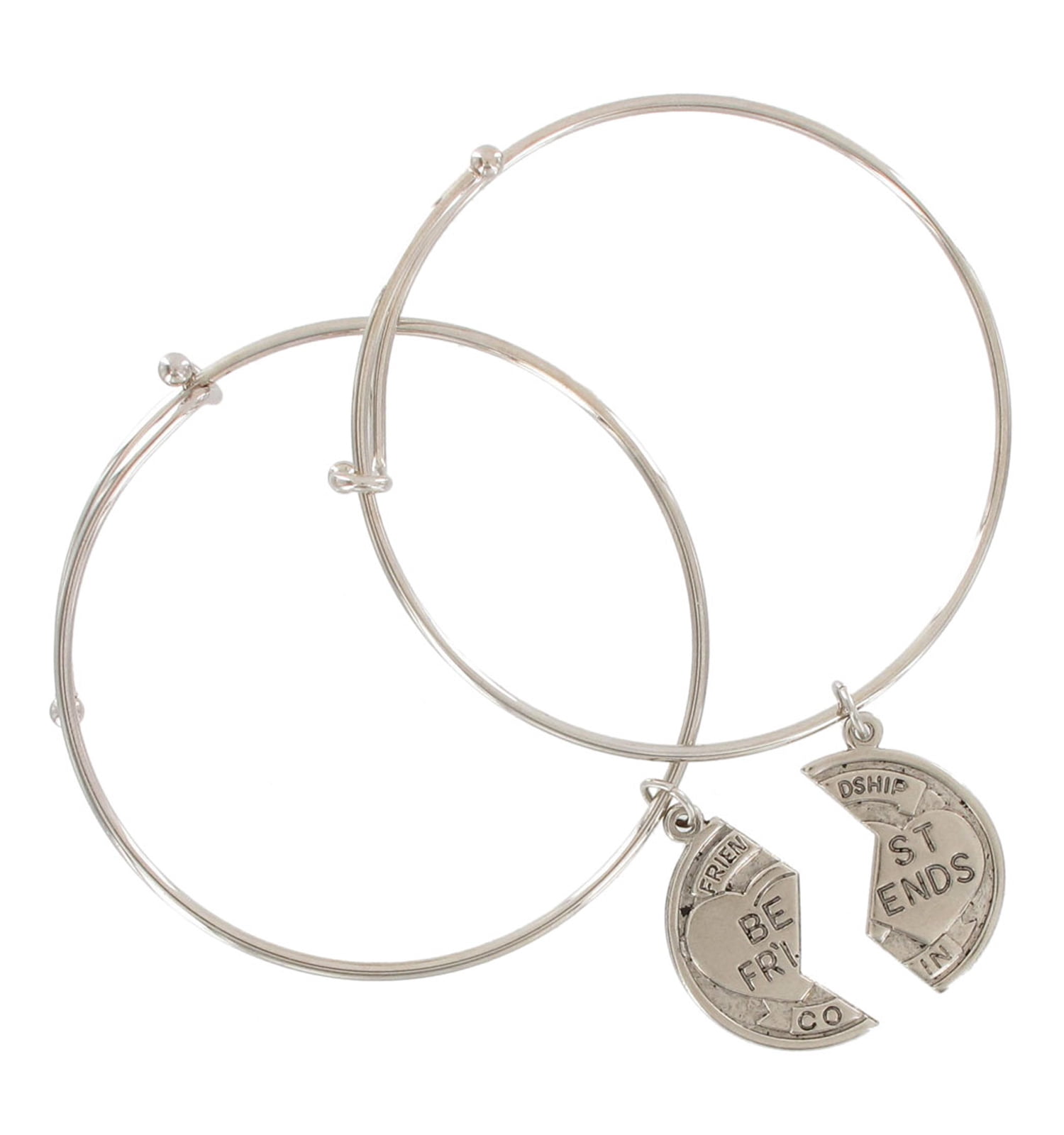 Bff Bangle Bracelets Silver Tone Broken Coin Best Friends Forever 2 Set ...
