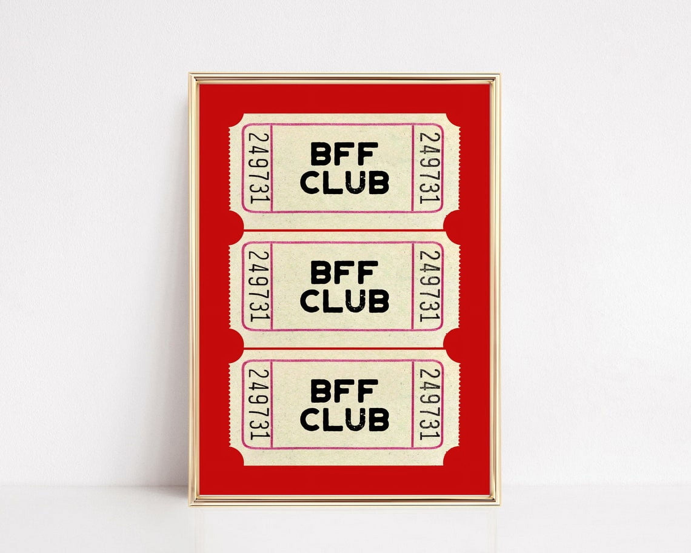 Bff Club Ticket Print Gift For Bff Girly Wall Art Galentines Day Gifts Galentines Day Party ...