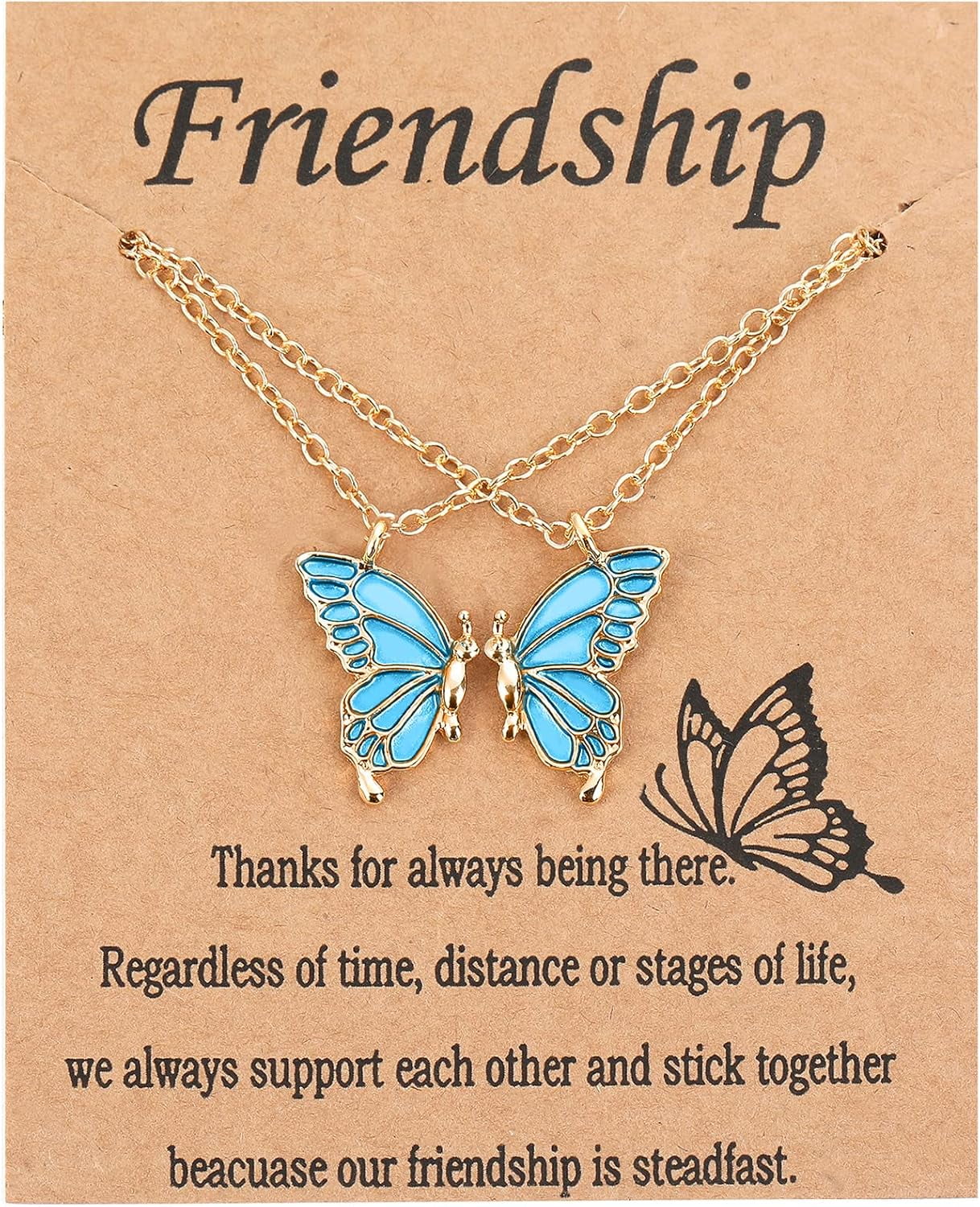 Bff Necklace For 2-Matching Butterfly Friendship Necklace Best Friend ...