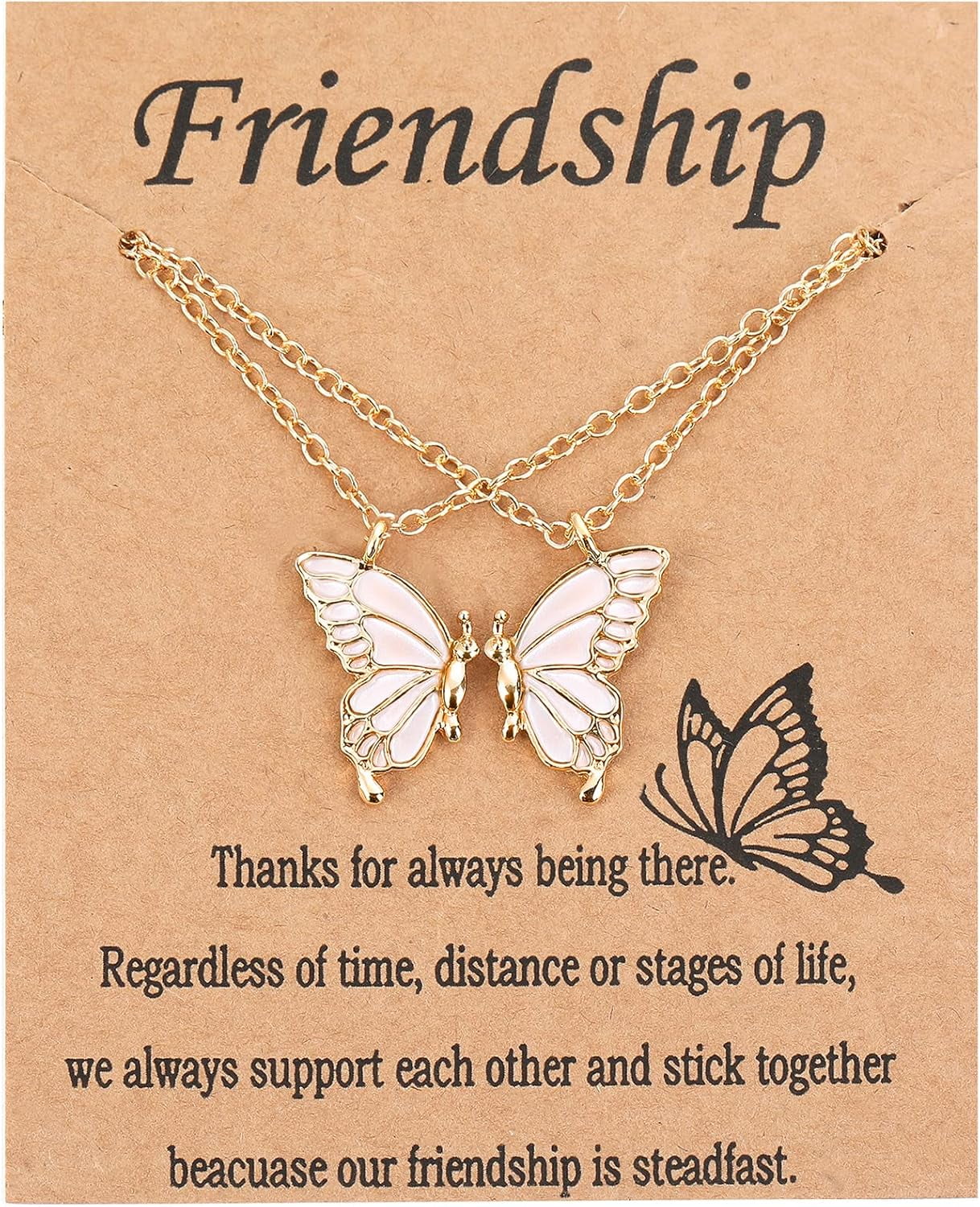 Bff Necklace For 2-Matching Butterfly Friendship Necklace Best Friend ...
