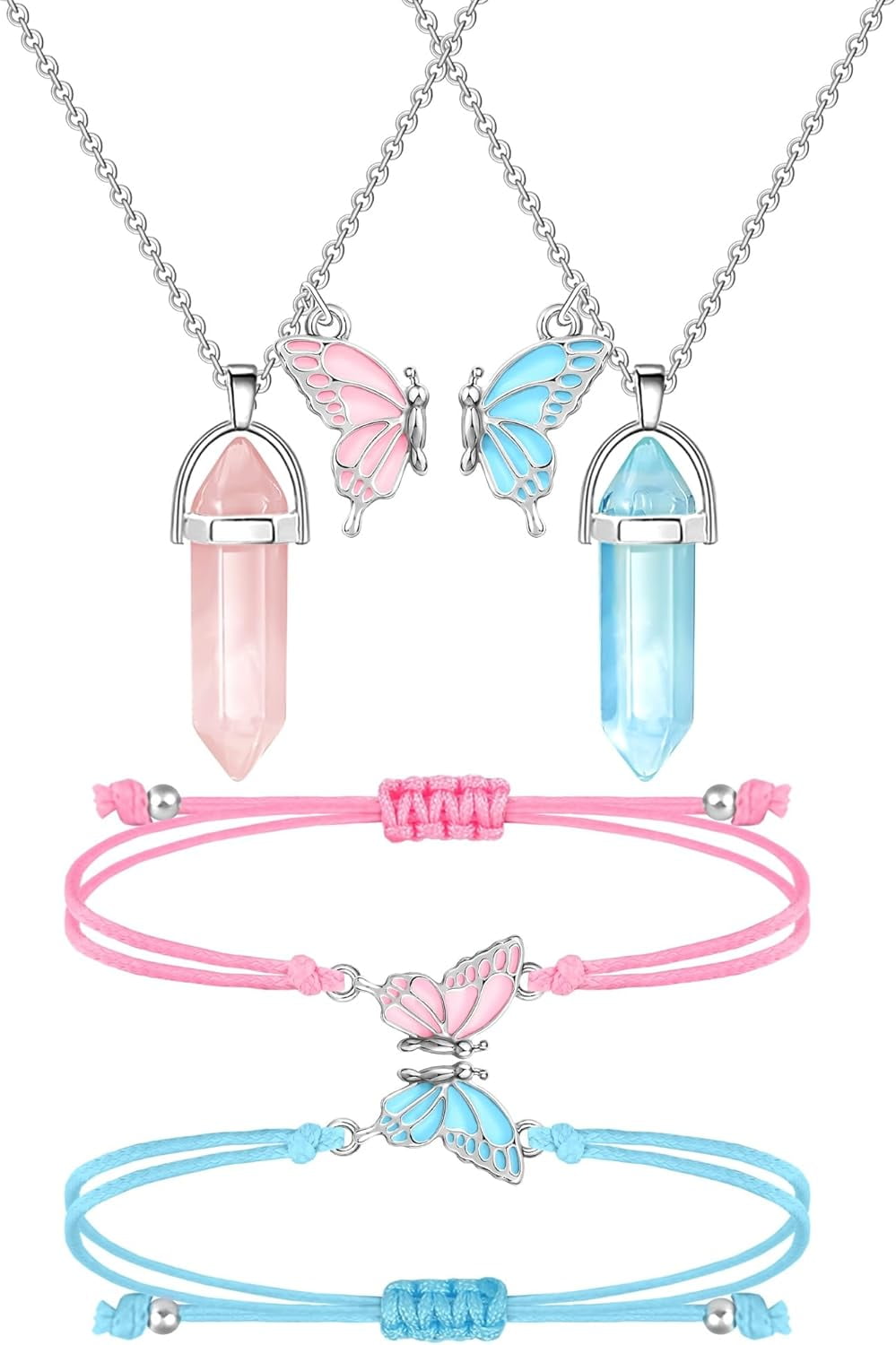 Bff Necklace And Bracelets For 2-Crystal Friendship Necklace Bracelet ...