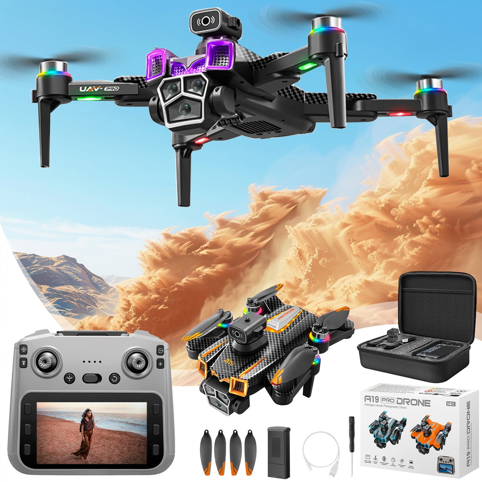 Bfogop 1080P ESC Camera Drone with 5.9-Inch Display Remote, Brushless ...