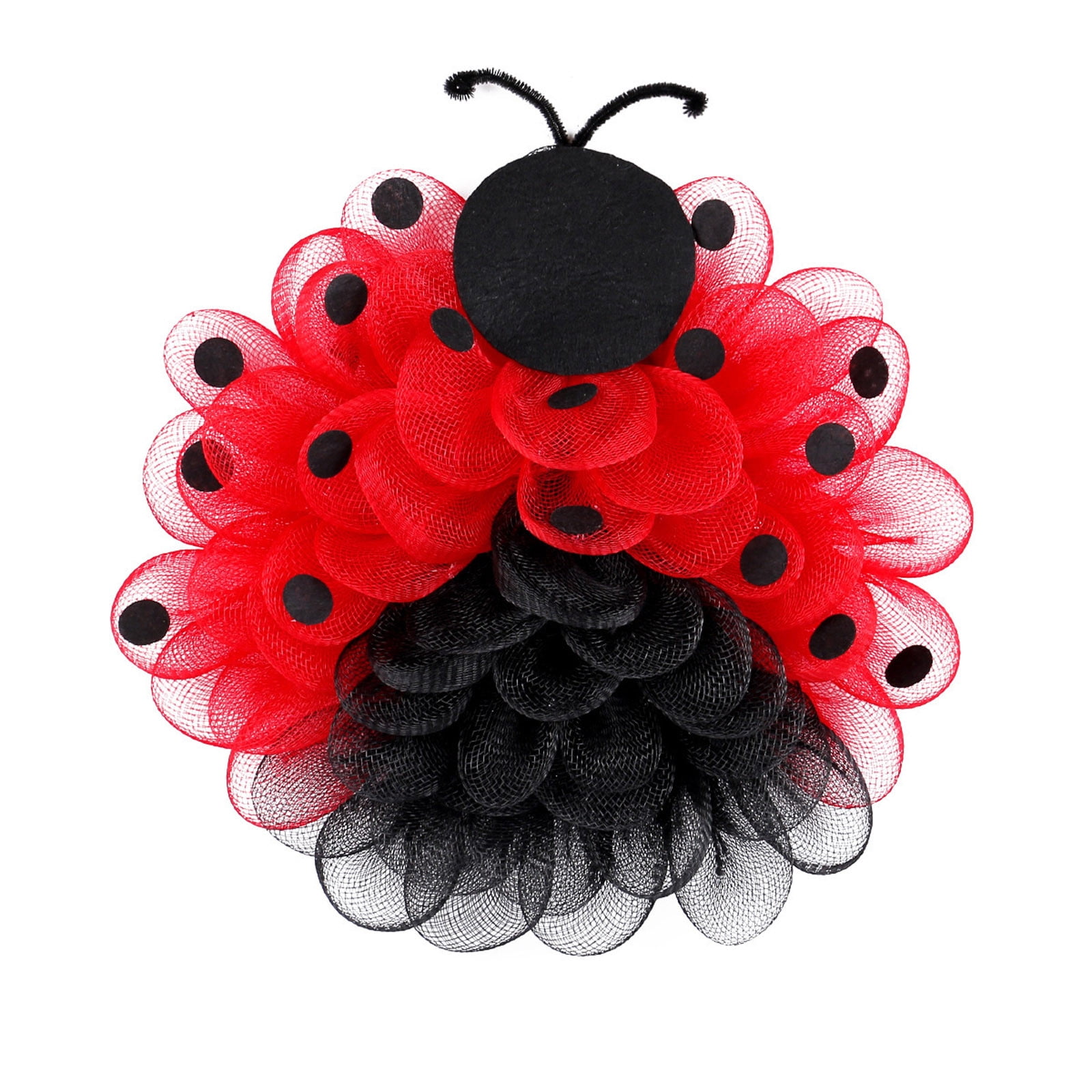 Bfogop 13.7 inch Ladybug Mesh Door Wreath Red Black Sheet Mesh Summer ...
