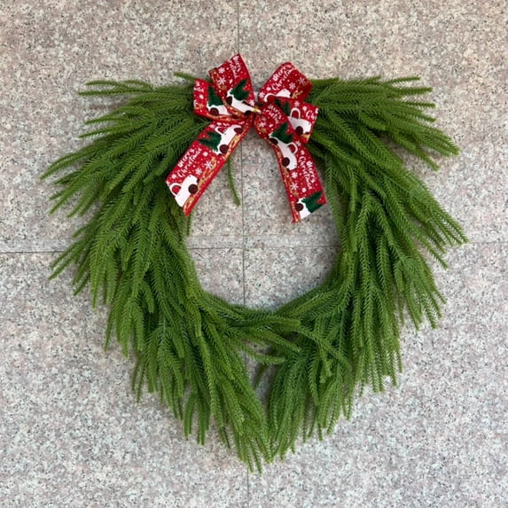 Bfogop 15 Inch Real Touch Christmas Cedar Wreath Artificial Cedar ...