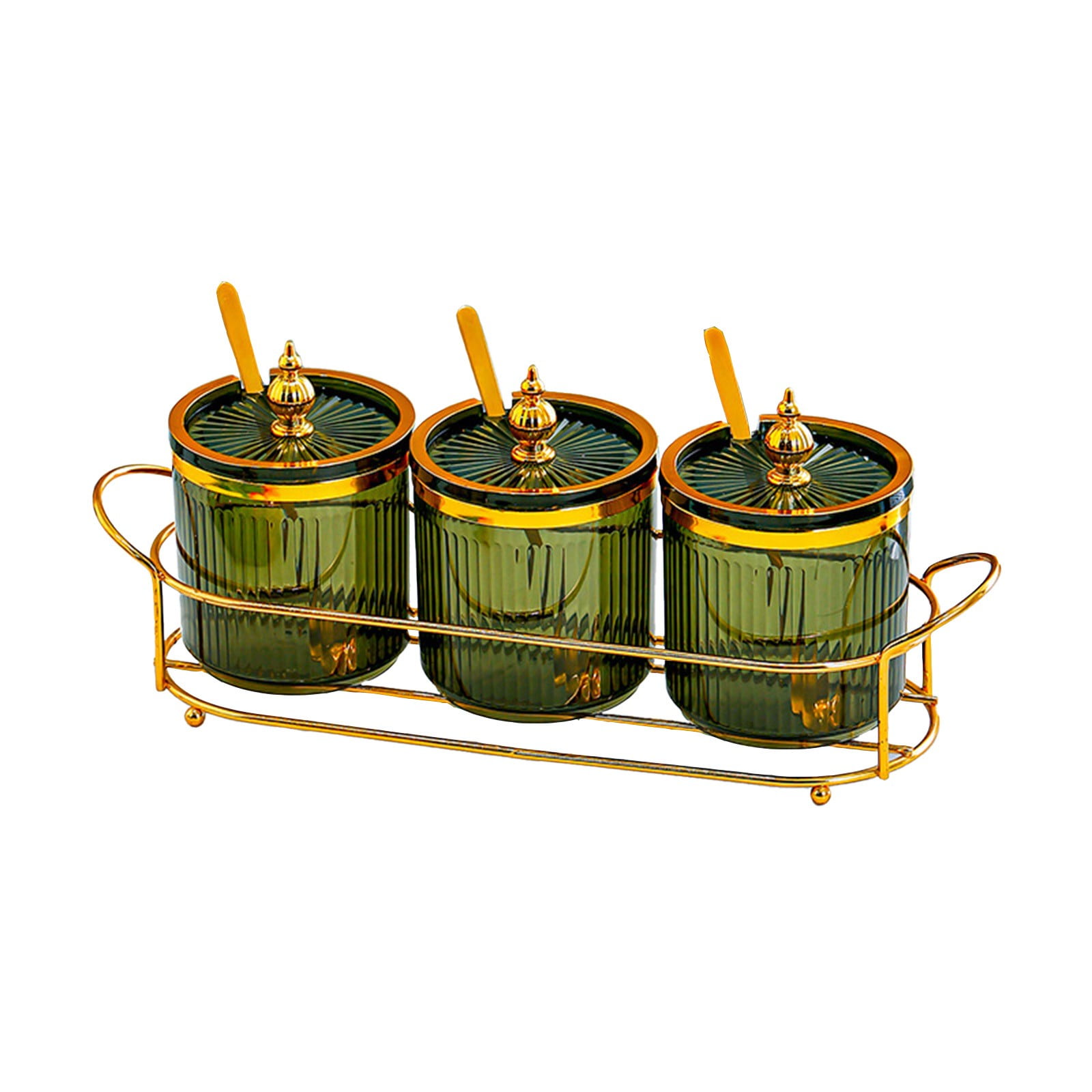 Bfogop Acrylic Condiment Spice Jars and Box with Lids, Spoons, Tray 3 ...