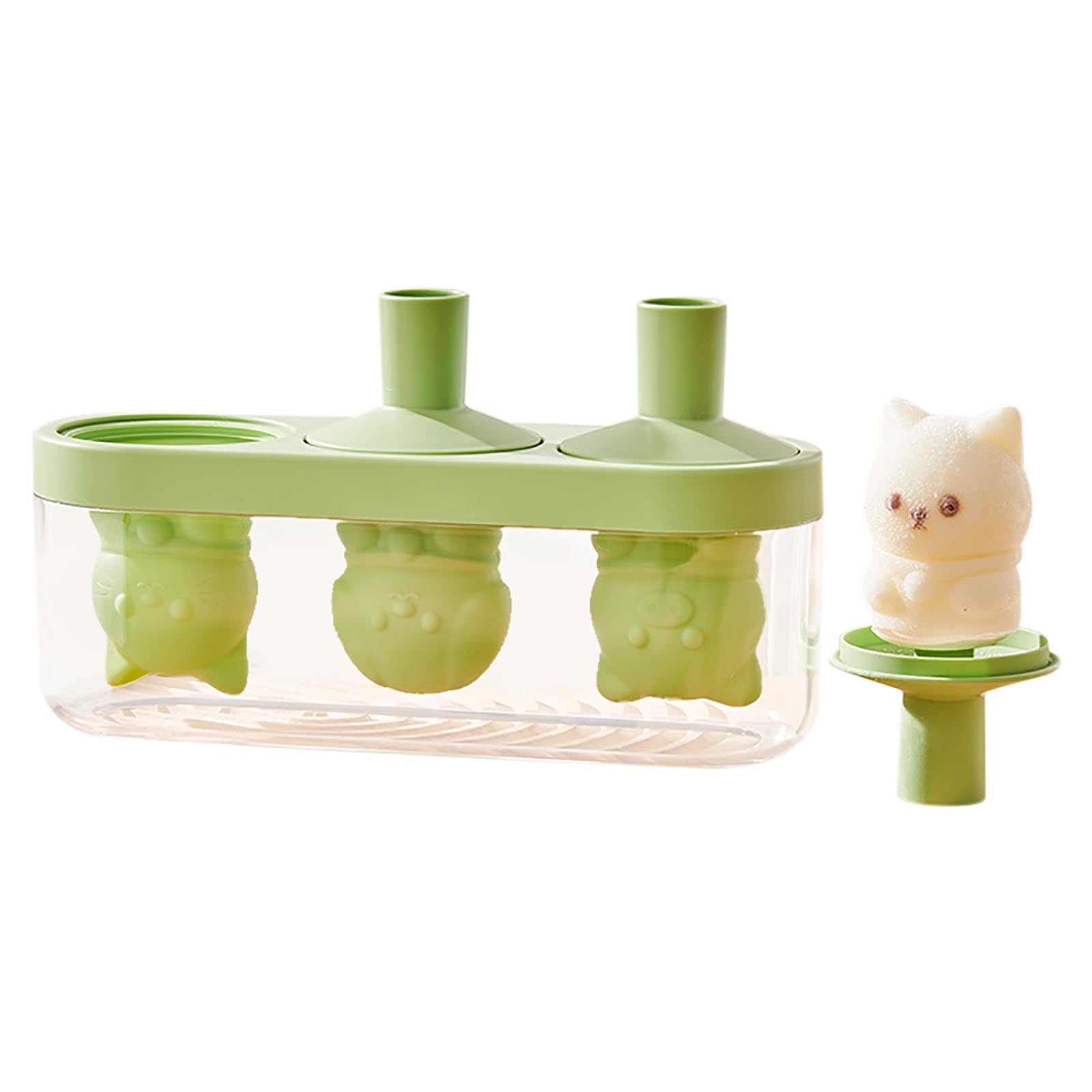 Bfogop Cartoon Pet Silicone Homemade 3 Cavity Ice Cream Molds, 3D Cute ...