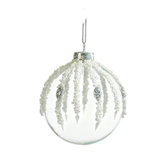 Bfogop Clear Glitter Christmas Ball Ornaments with Pearl 3.15 Inch ...