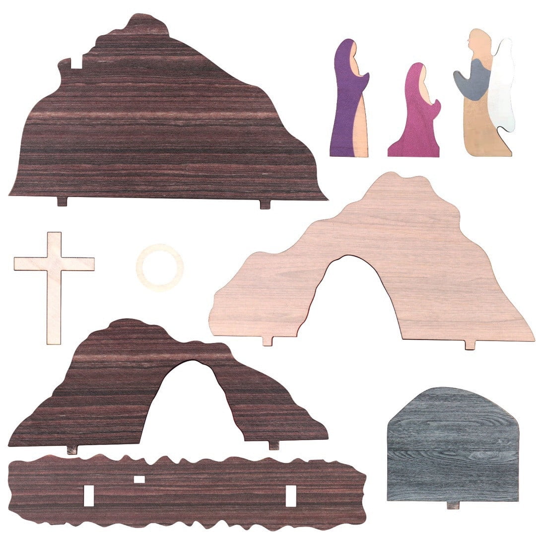 Bfogop Easter Scene Wooden Decorations - Empty Tomb Easter Resurrection ...