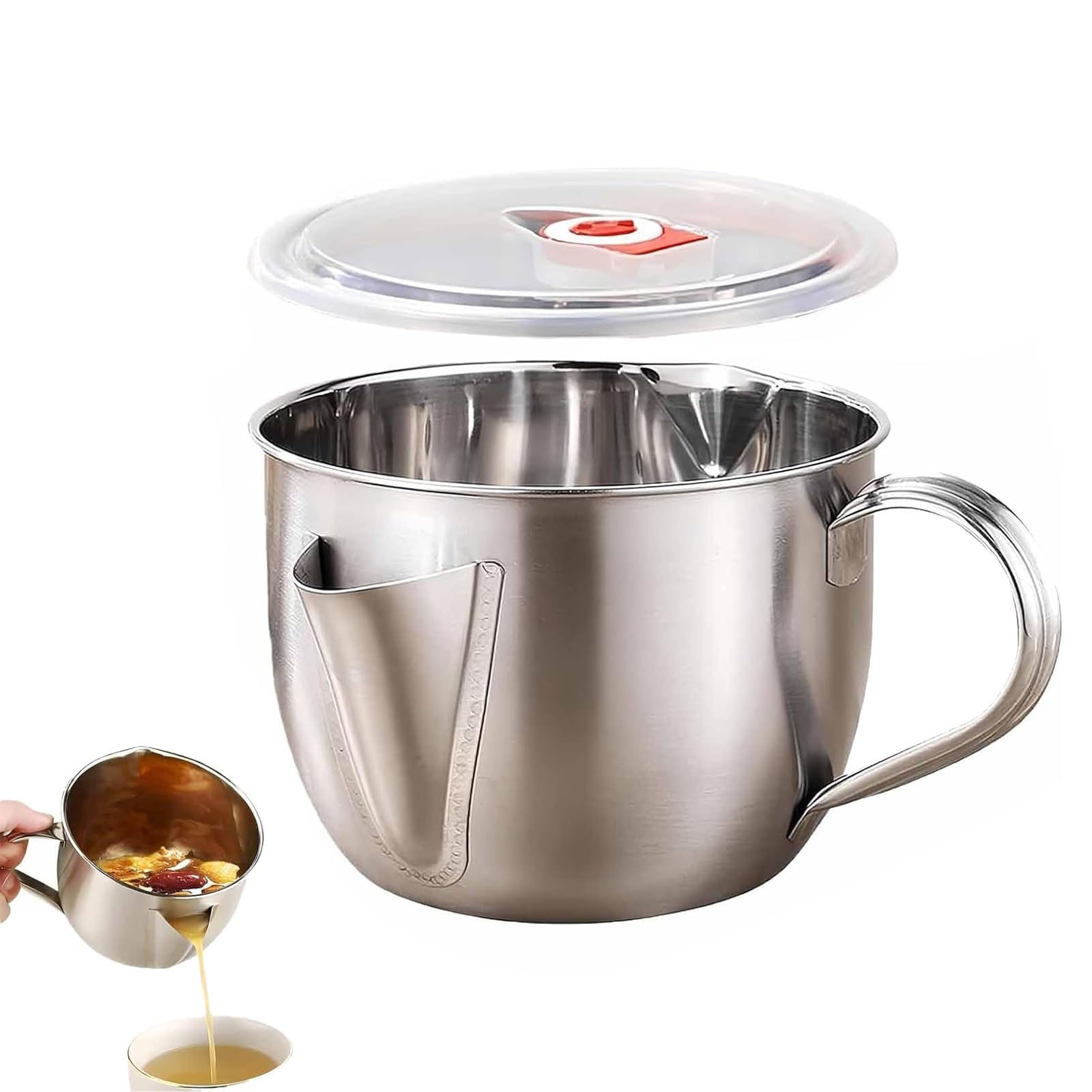 Bfogop Fat Separator with Dual Spout Design, Gravy Separator, Stainless ...
