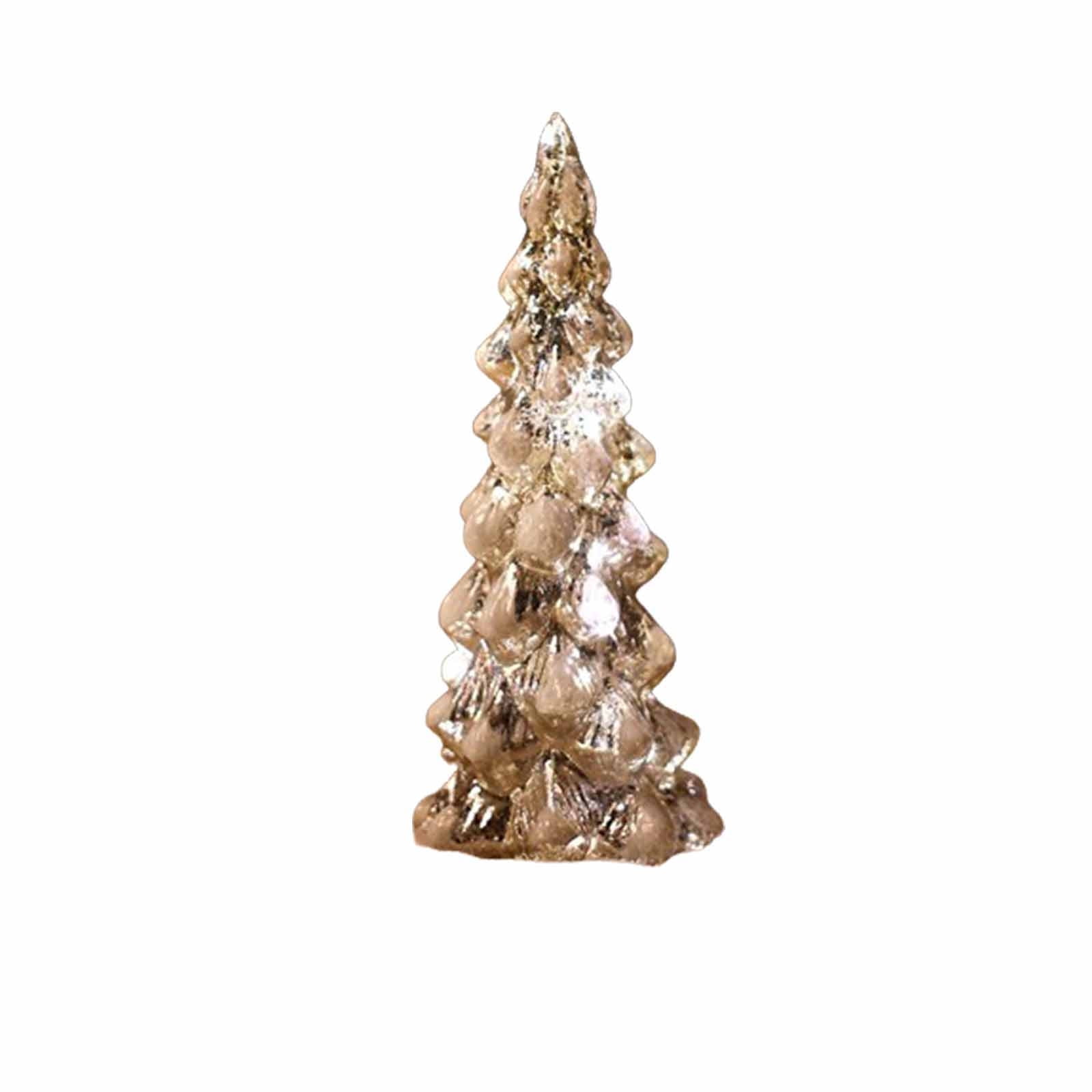 Bfogop Glass Christmas Tree Figurines Tabletop Lighted Christmas Tree ...