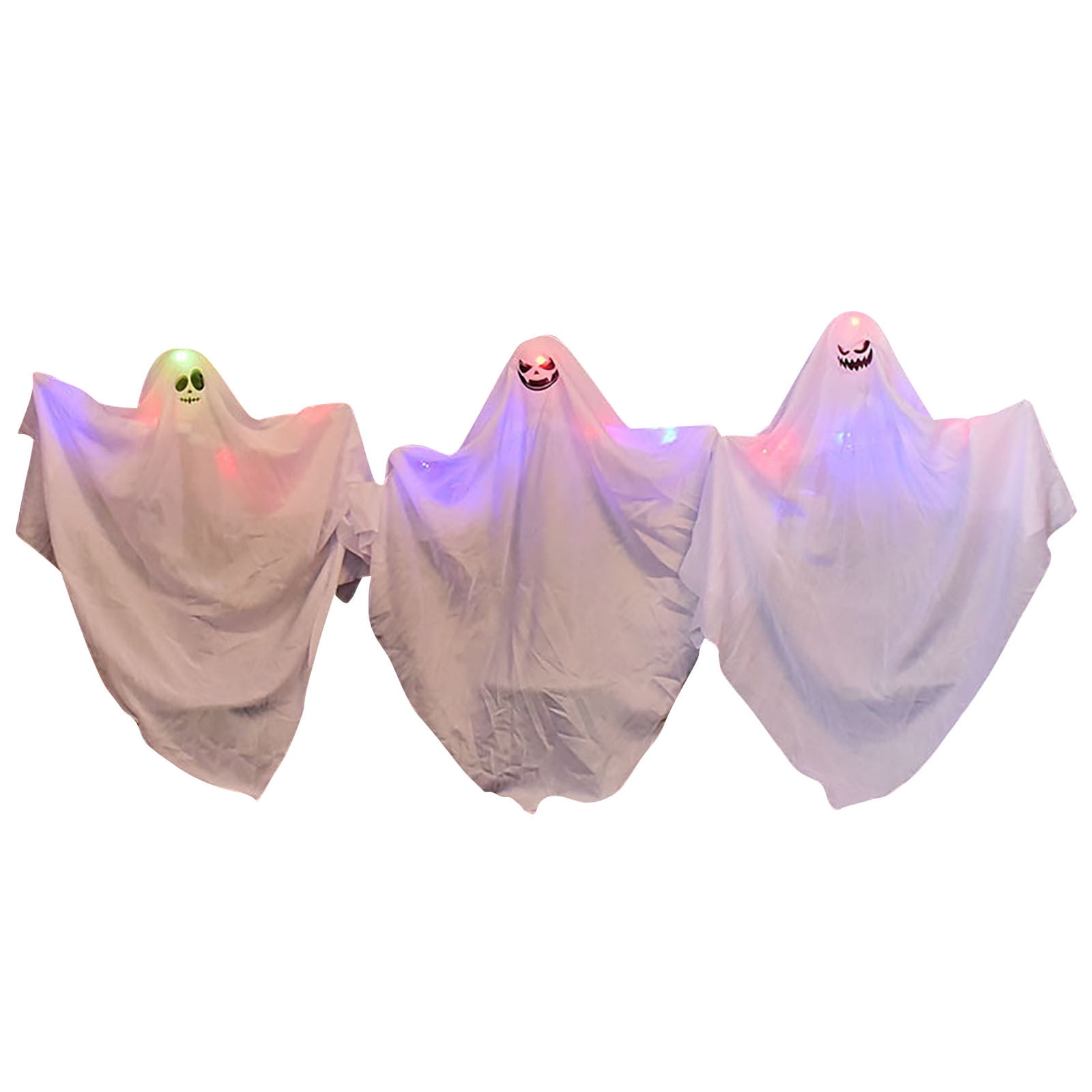 Bfogop Halloween Decorations, 3 Pack 20 Inch Lighted White Ghost Stakes ...