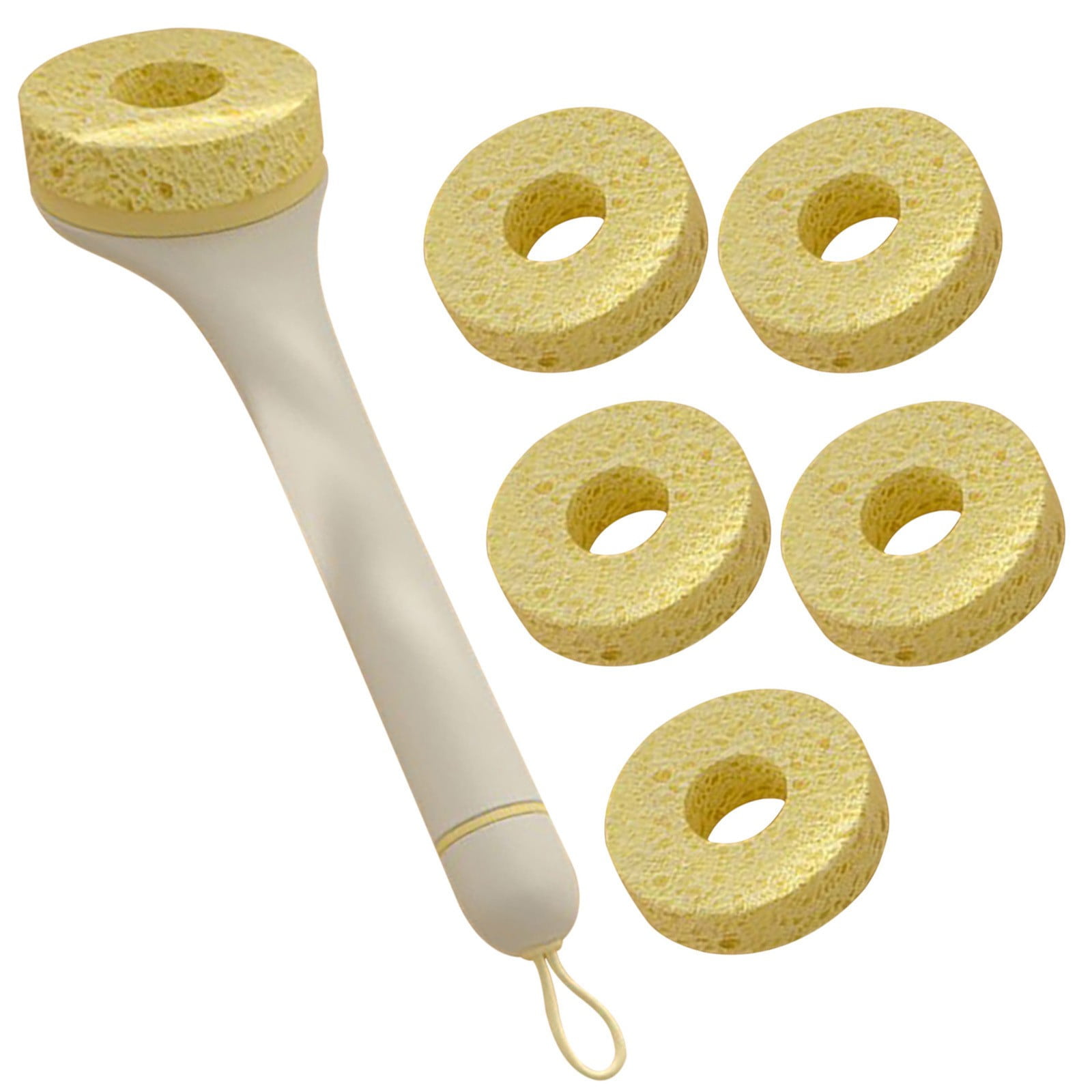 Bfogop Long Handle Sponge Scrubber with Integrated Scouring Pads for ...