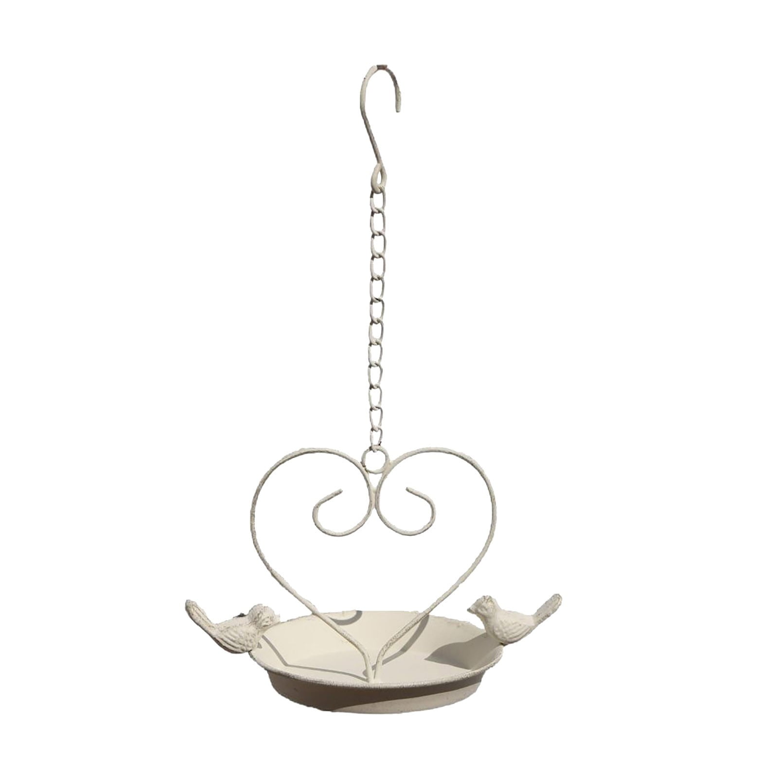 Bfogop Metal Hanging Bird Feeder with Seed Tray, White Powder Coated ...