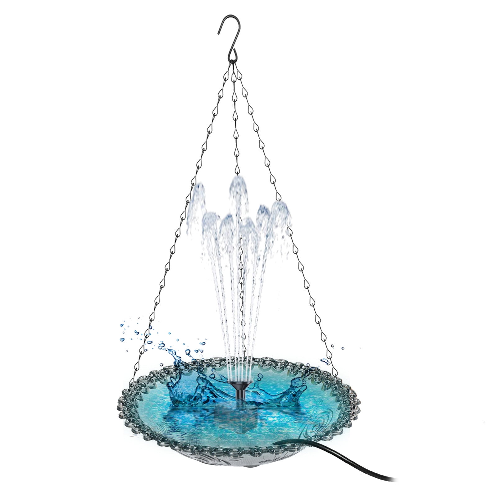 Bfogop Outdoor Solar Powered Hummingbird Bird Bath Bowl Water Fountain ...