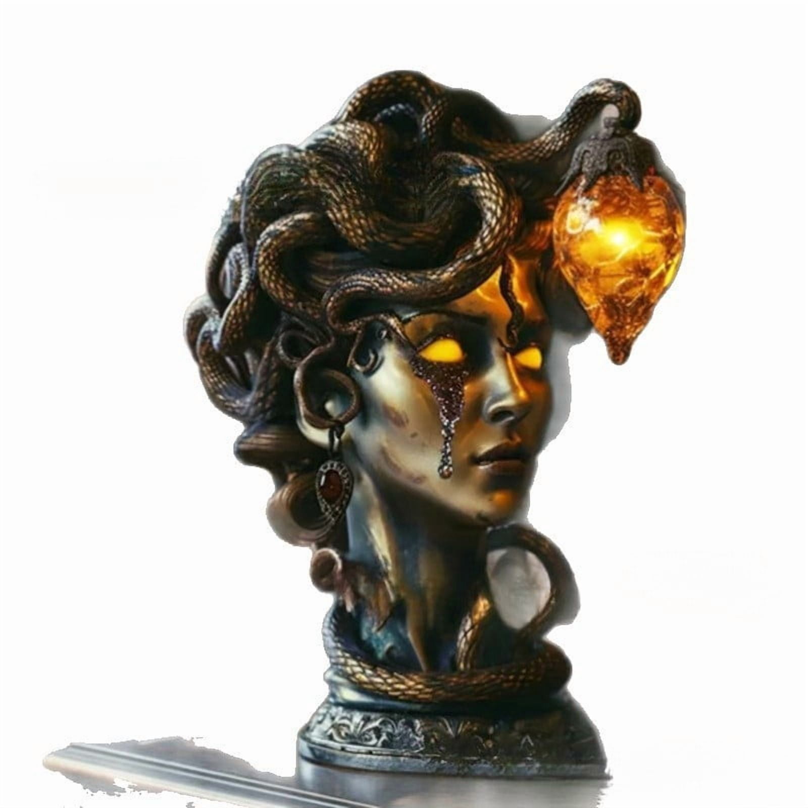 Bfogop Resin Medusa Statue Decorative Craft with LED Light Medusa Lamp ...