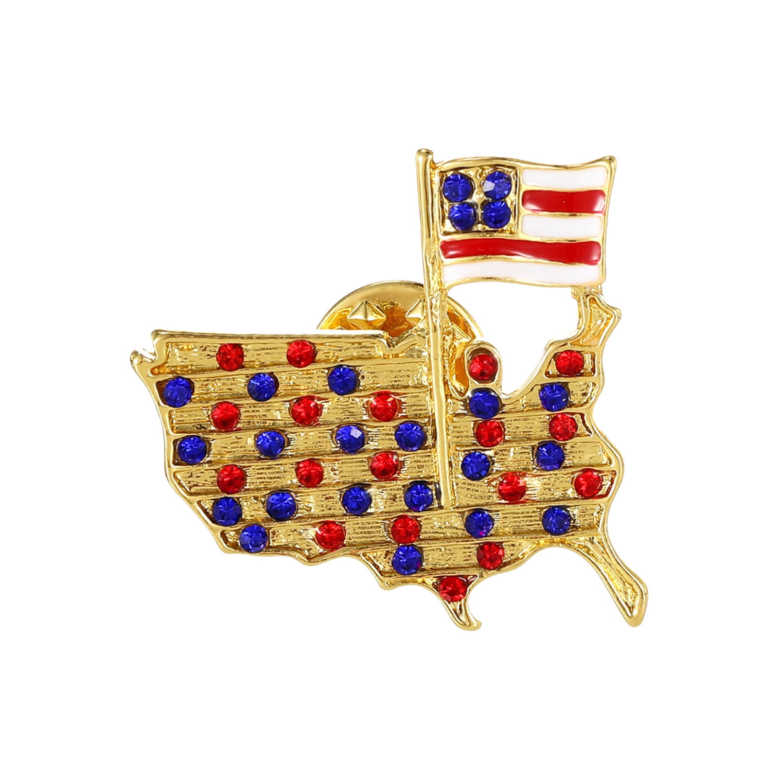 Bfogop Rhinestone Gold USA Flag Brooch, Enamel Pins for Backpacks, Colorful Cute Cartoon Lapel ...