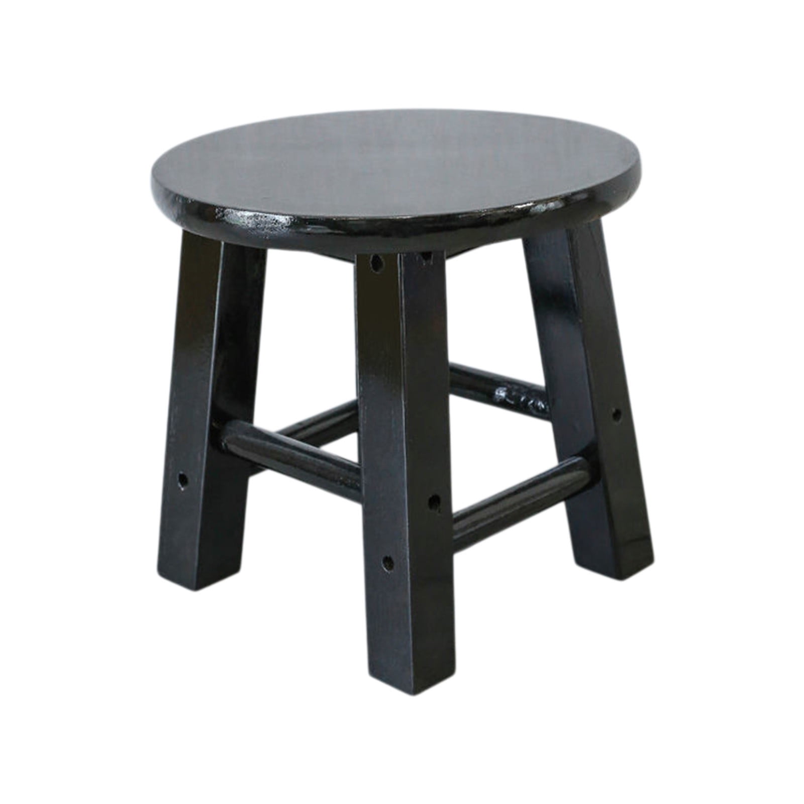 Bfogop Small Solid Wood Stool, 10" Round Wooden Step Stool Sturdy Plant ...