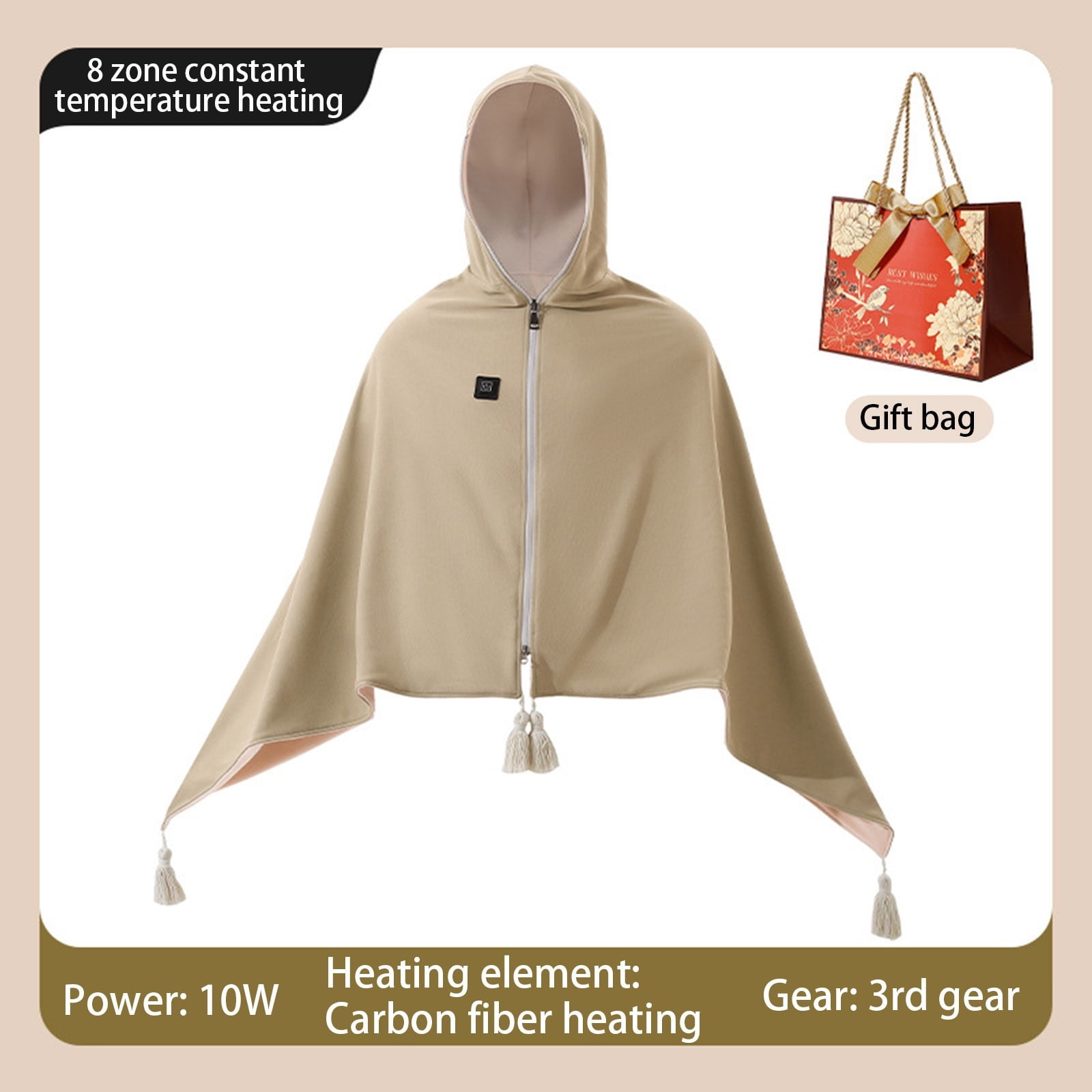 Bfogop Wearable Heated Throw Blanket Electric Shawl, Portable Heating Electric Blanket, Heated ...