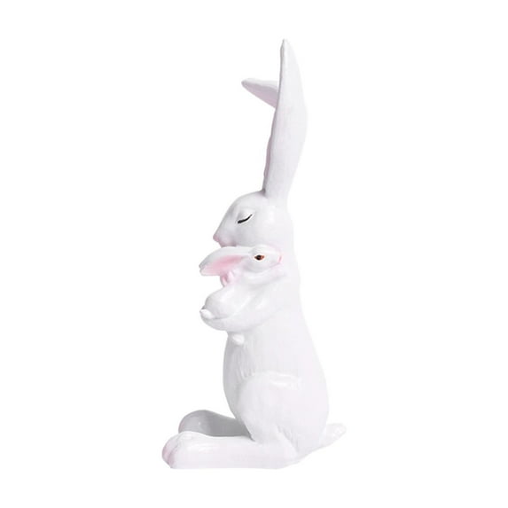Bfogop White Frosted Resin Bunny Figurine, Rabbit Statues Indoor Easter ...