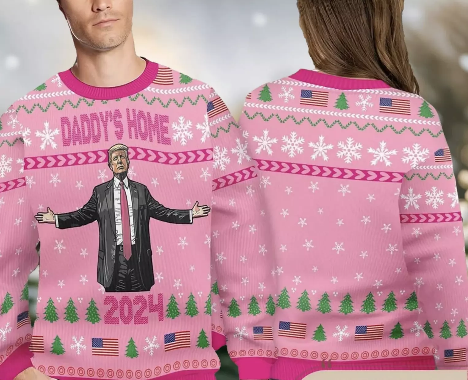 Bg Daddys Home Trump Ugly Christmas Sweater Xmas T 2024