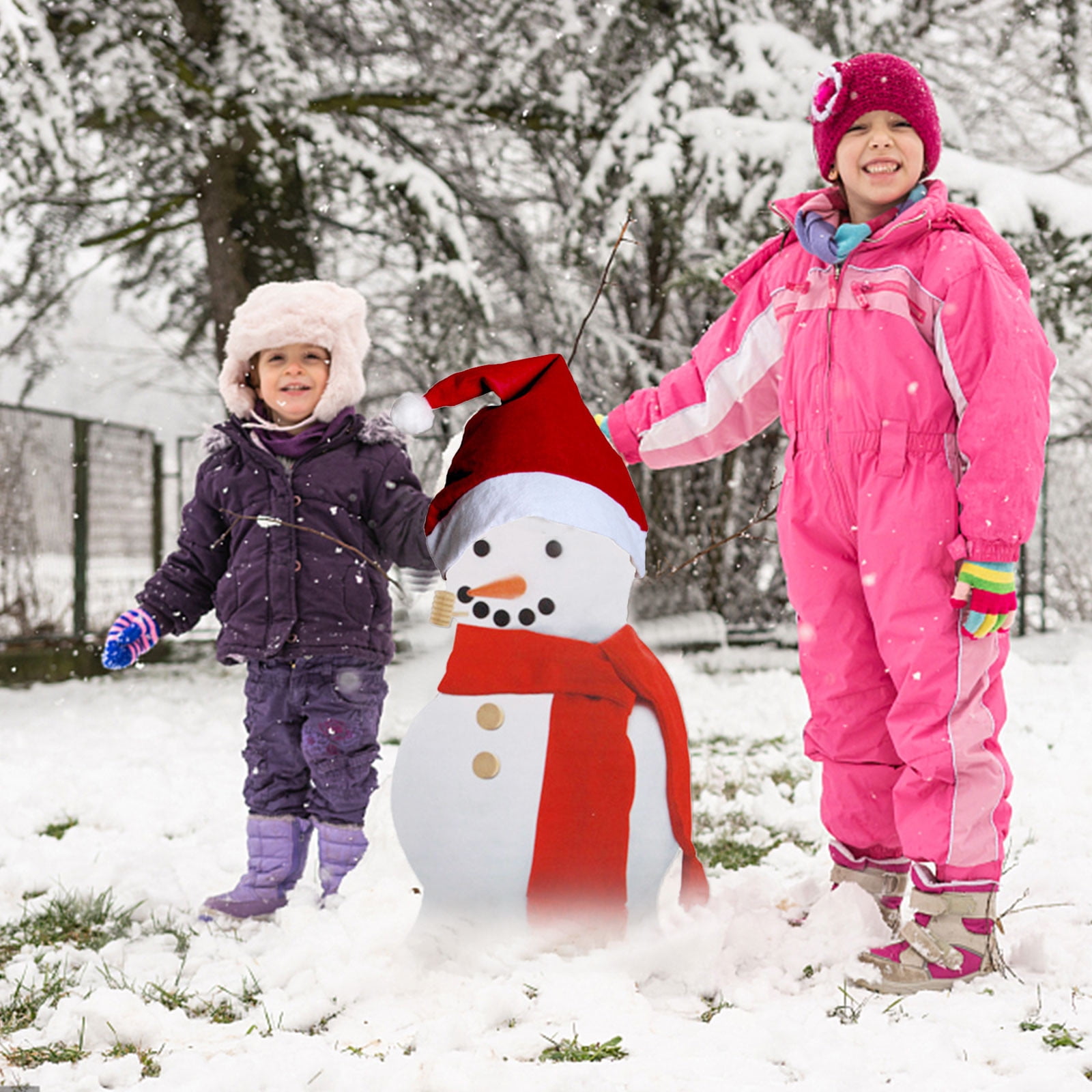 Bgliely 13-Piece Winter Snowman Dress-Up Kit: Wooden Button, Pipe, Hat ...