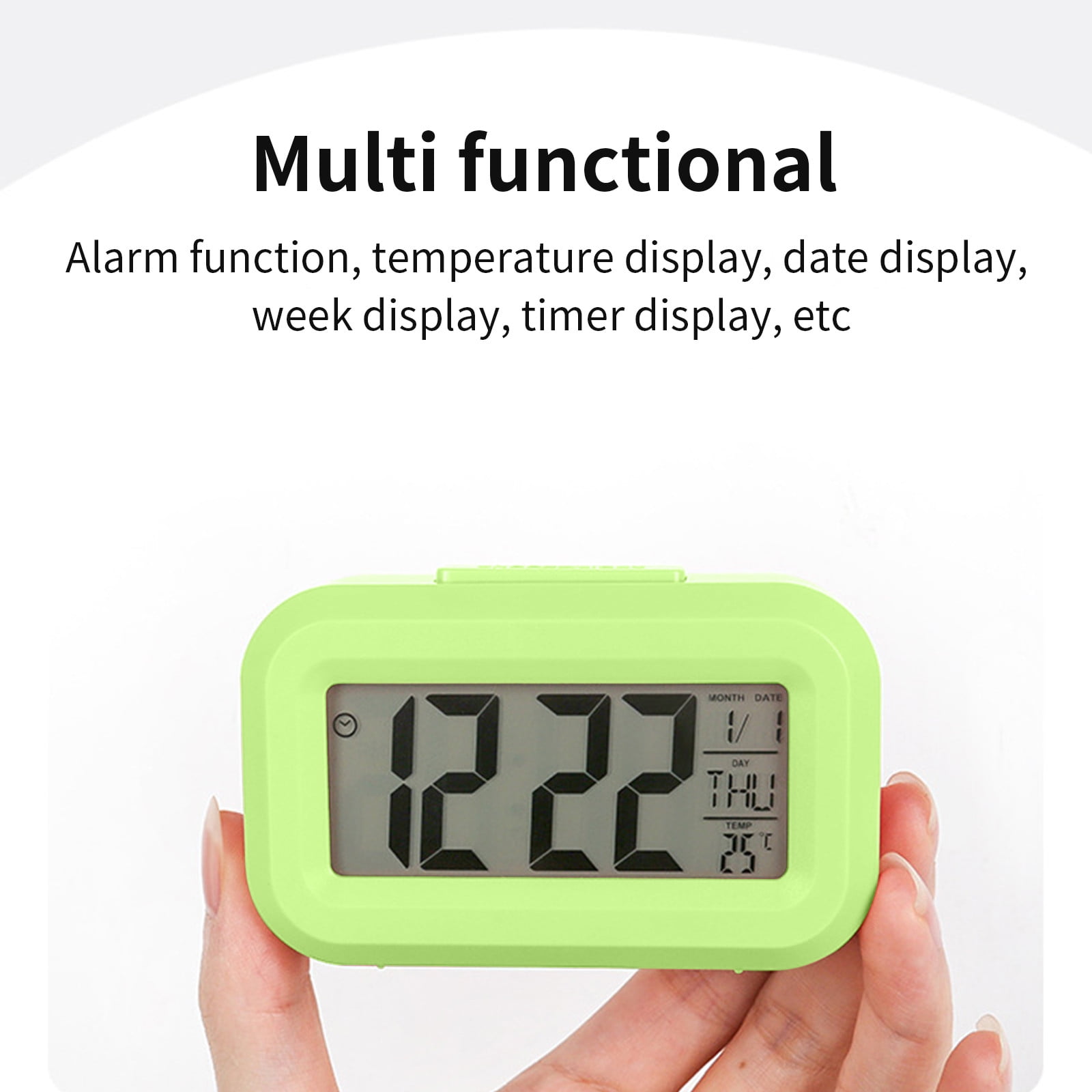 Bgliely Black Digital Electronic Clock with LED Display, Snooze Alarm, and 12/24H Switching for ...