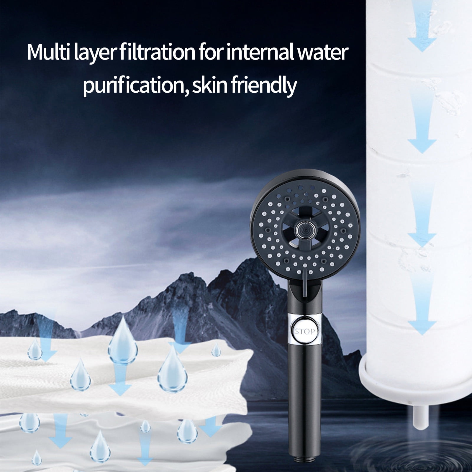 Bgliely Black Water Heater Filter Shower with 5 Bathing Modes and ...