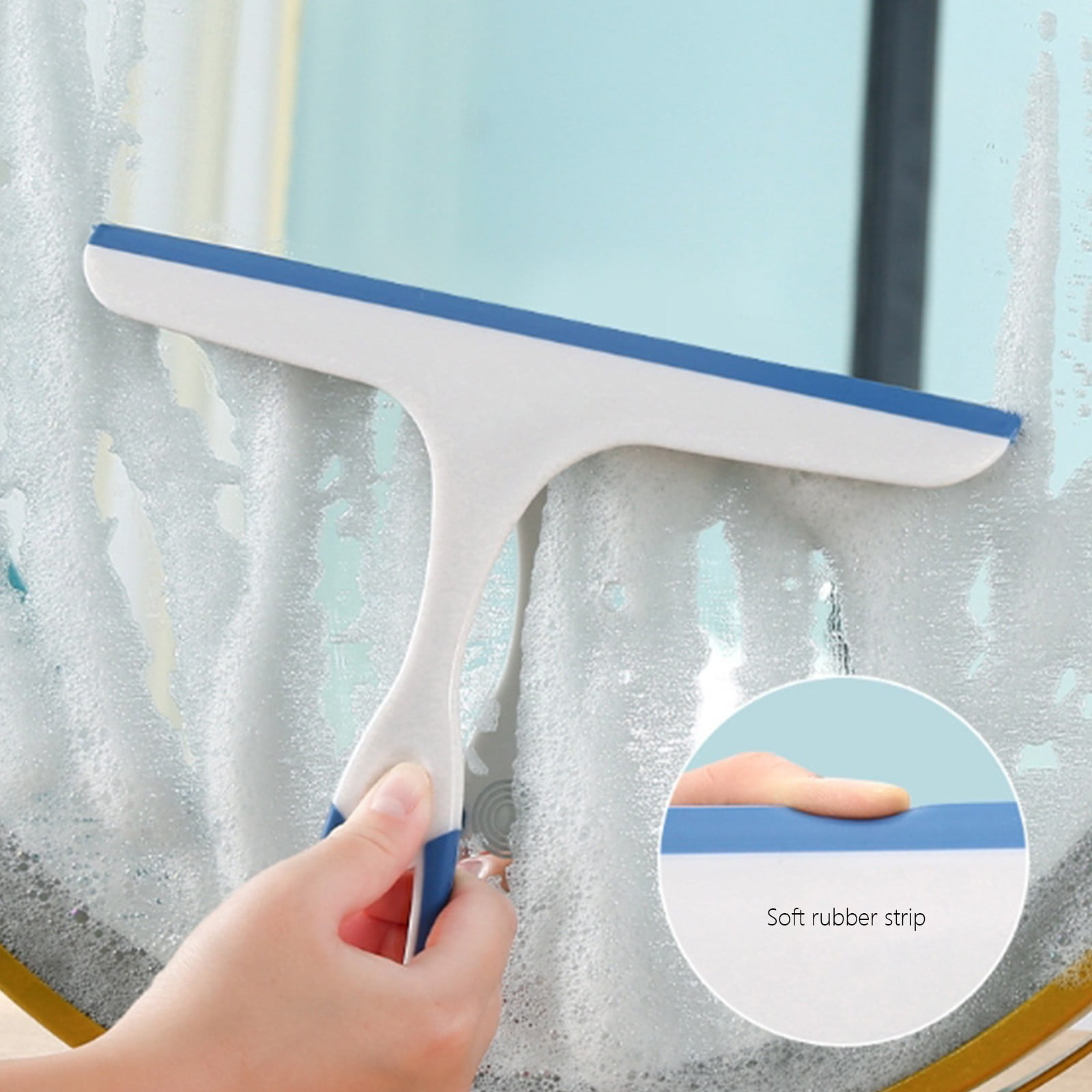 Bgliely Blue All-Purpose Squeegee for Shower, Car, Bathroom, and Window ...