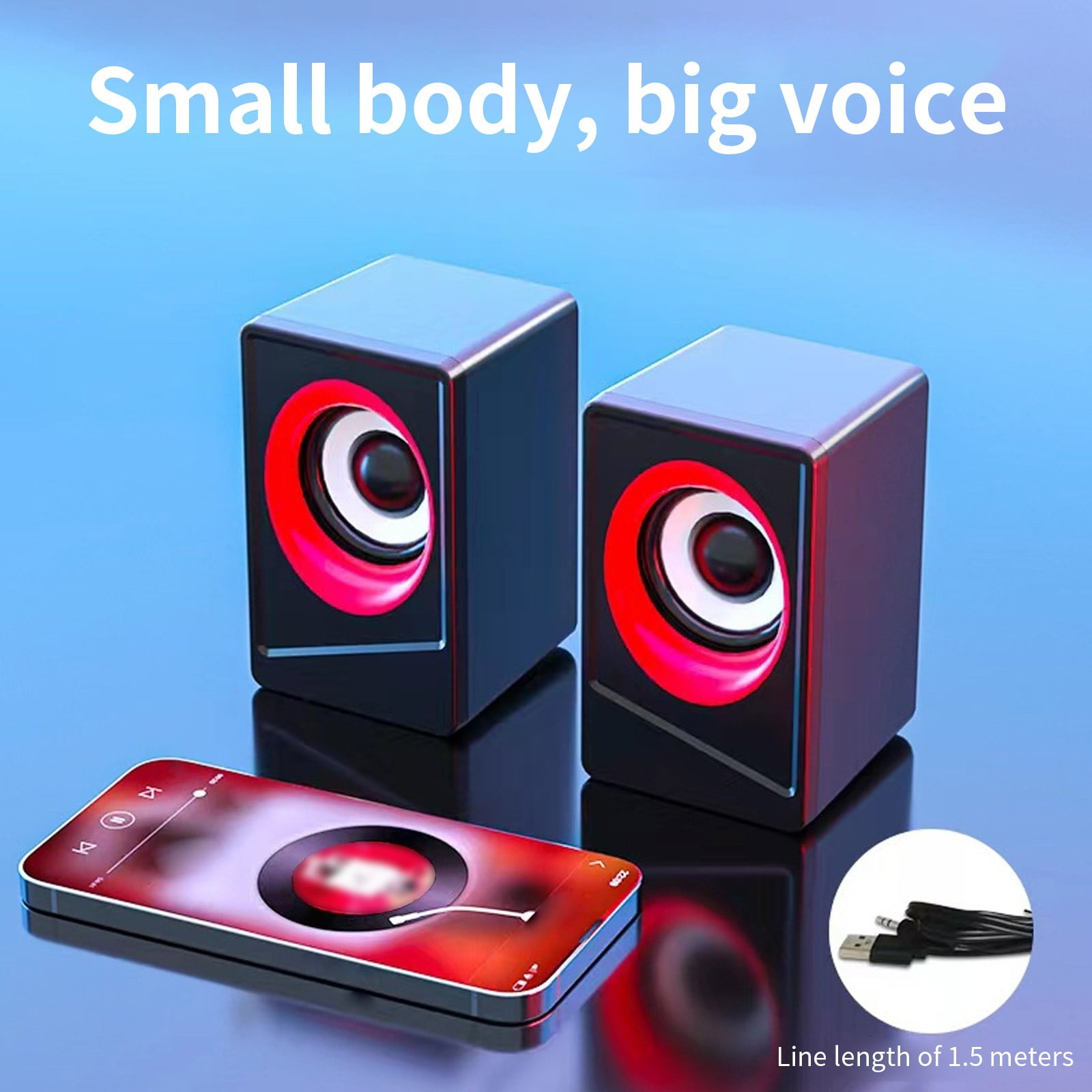 Bgliely Blue Portable USB 2.0 Laptop Speakers with Mini Sound Box for ...