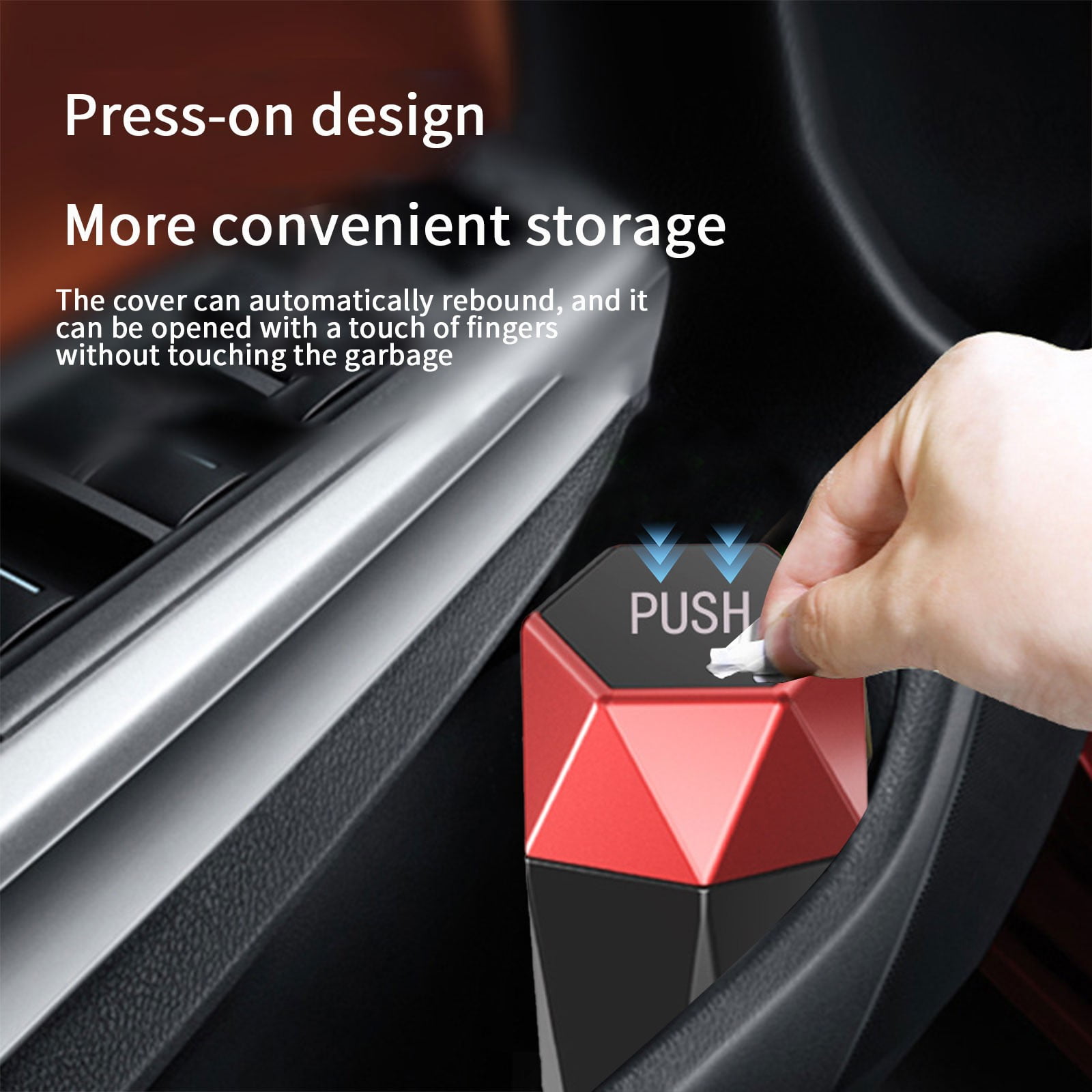 Bgliely Multi-Functional Car Trash Can with Lid, Mini Garbage Bin for ...