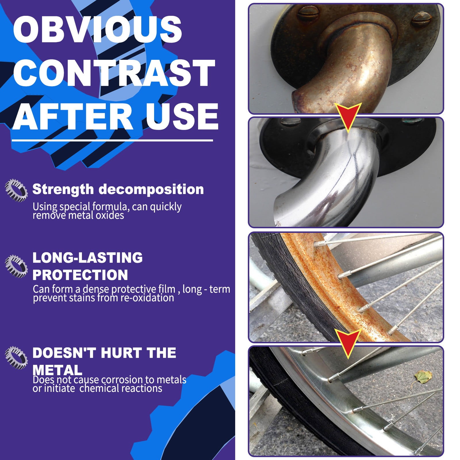 Bgliely Multi-Purpose Rust Remover Spray - Instant Rust Dissolver for ...