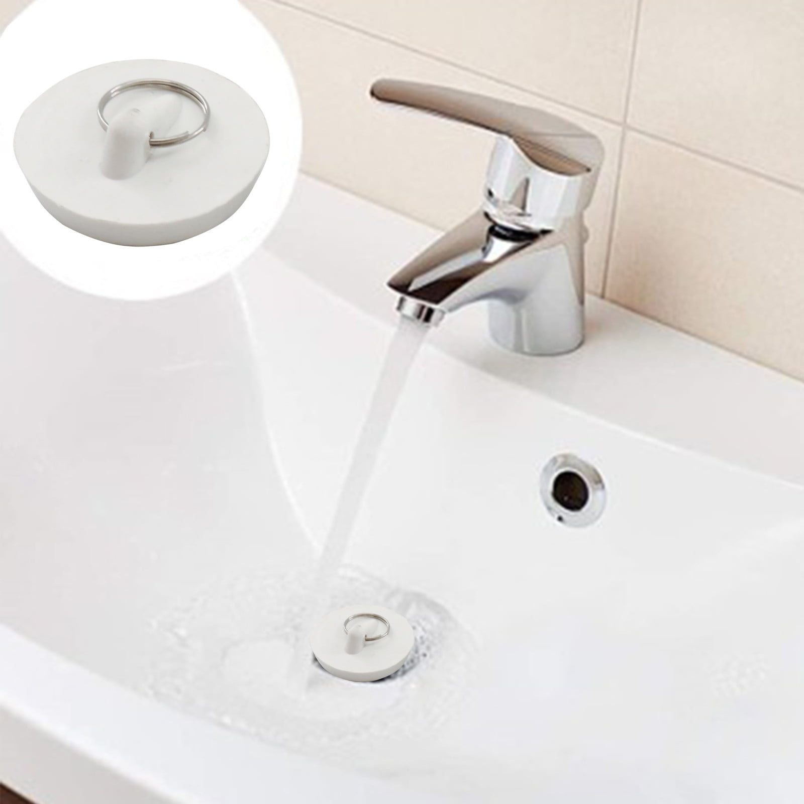 Bgliely Universal Black Rubber Bathtub Stopper, Sink Drain Plug for ...