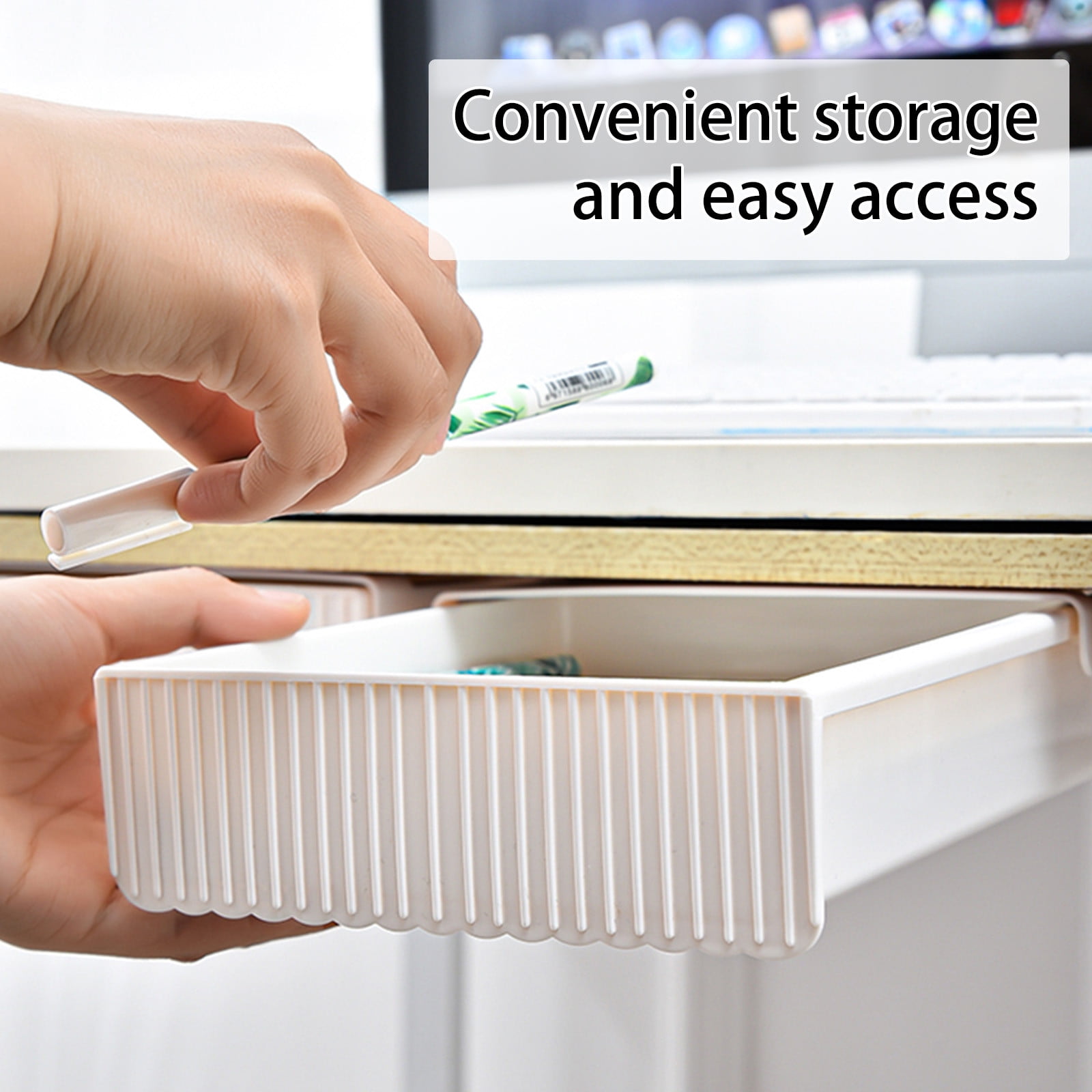 Bgliely White Under Desk Drawer, Space-Saving Slide-Out Tray for Office ...