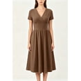 Bgstyu Womens Summer Midi Dresses Wrap V Neck Short Sleeve Formal ...