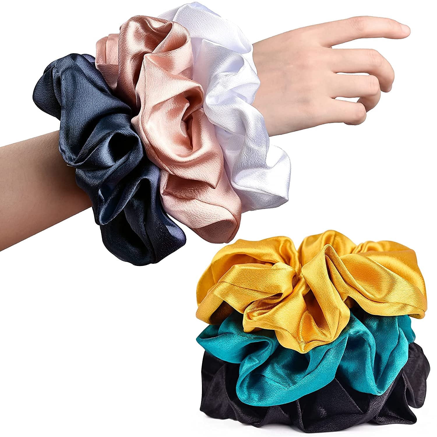Bhadani Sales Big Satin Scrunchies For Women Large Scrunchie Blue Satin ...
